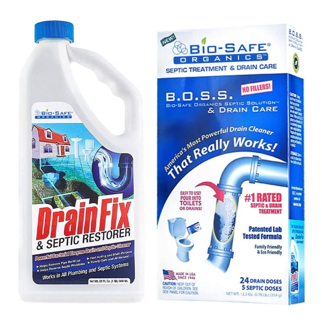 Bio-Safe Organics - Septic Tank Shock - Small Combo Drainfix & Small ...