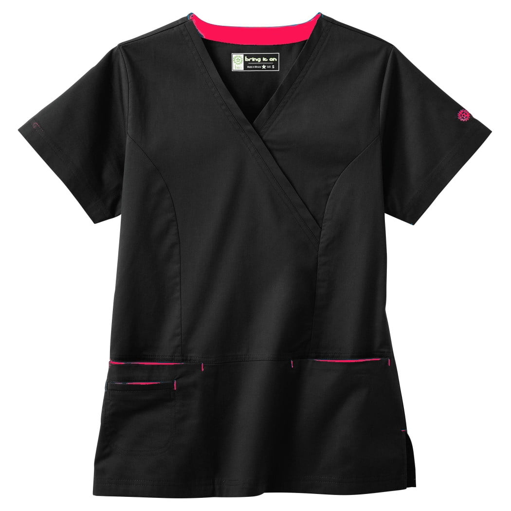 Bio Stretch Ladies Modern Wrap Pockets Side Vents Cont - Walmart.com
