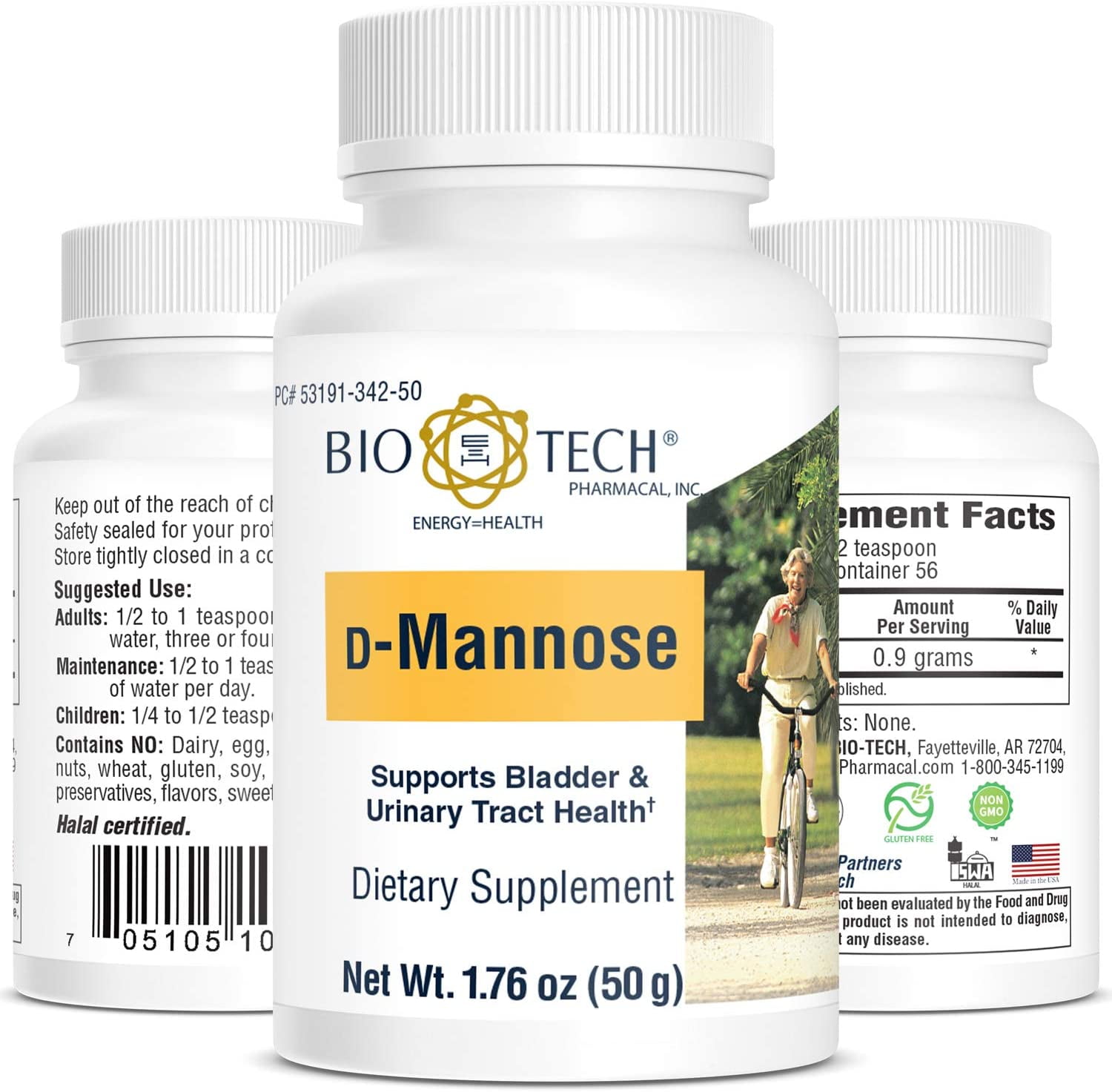 Bio-Tech Pharmacal Pure D-Mannose Health Capsules, 50 gm Powder ...