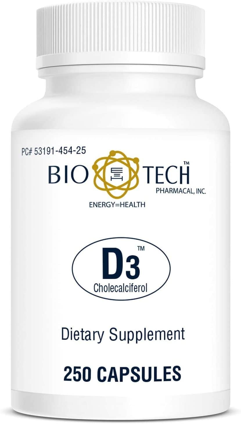 Bio-Tech Pharmacal D3 (1,000 IU), 250 Capsules – All-Natural Supplement ...