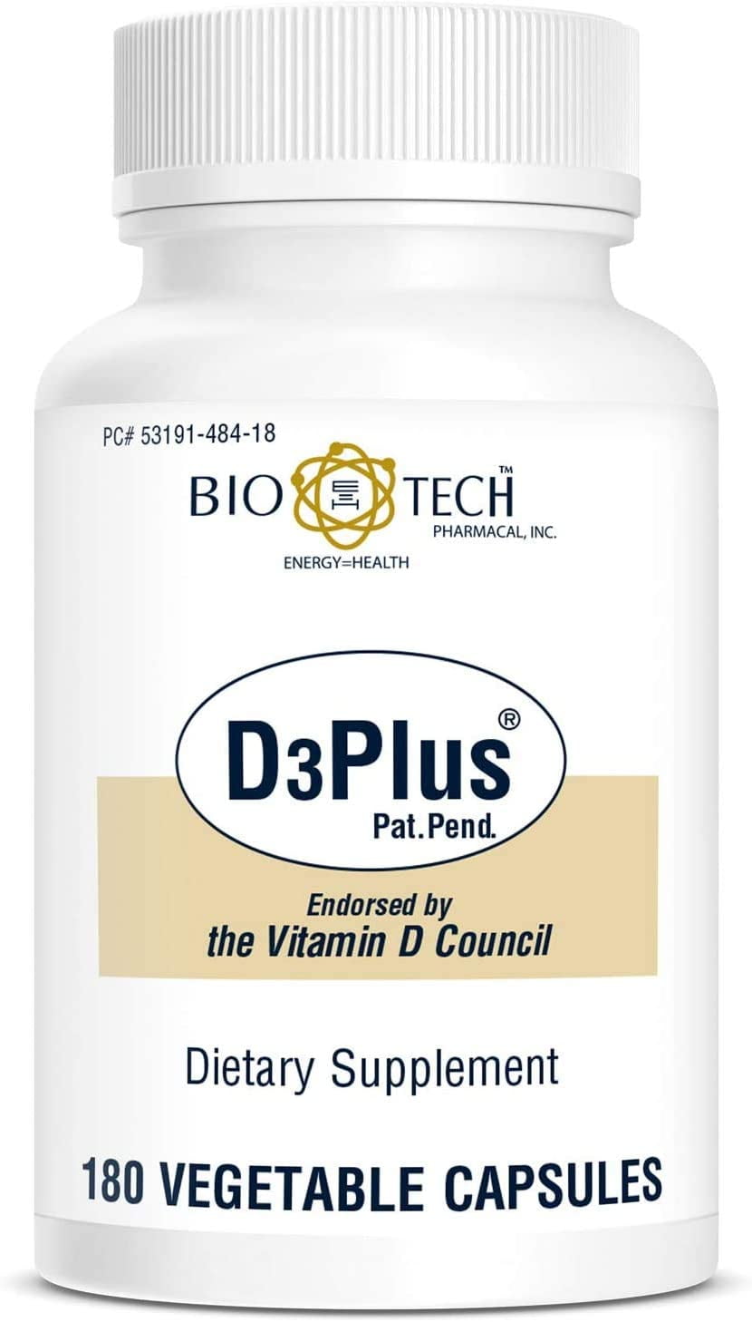 Bio-Tech Pharmacal D3Plus, Vitamin D3, K2, Magnesium, Zinc, Boron, 180 Capsules, Allergy-Free ...
