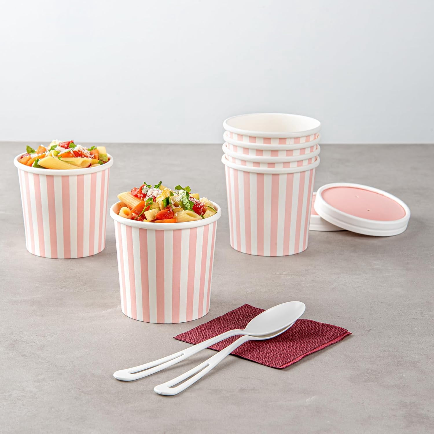 Bio Tek 12 Ounce Soup Containers 200 Soup Bowls - Disposable Pink And ...