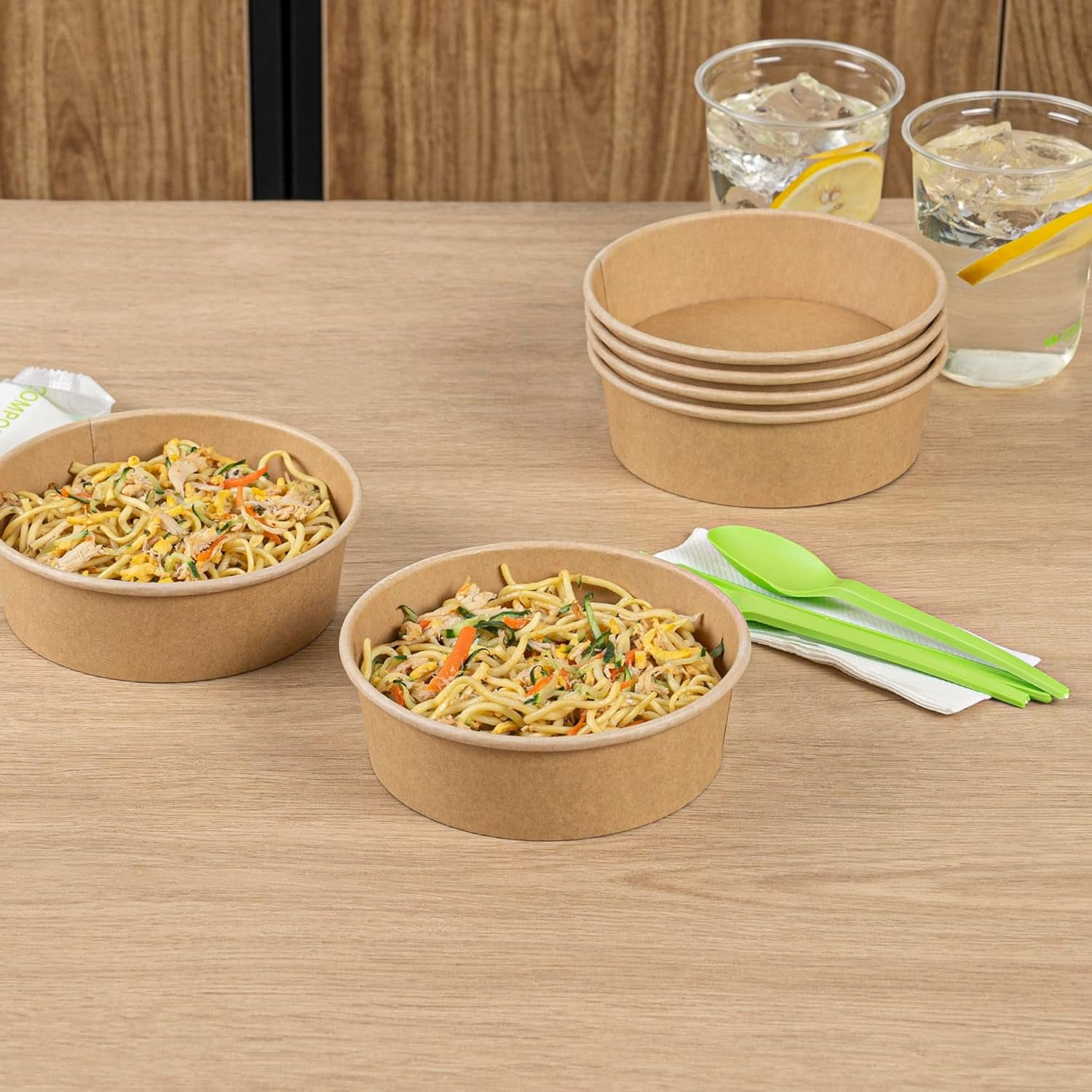 -Bio Tek 17 Ounce To Go Containers, 200 Disposable Food Bowls - Lids ...