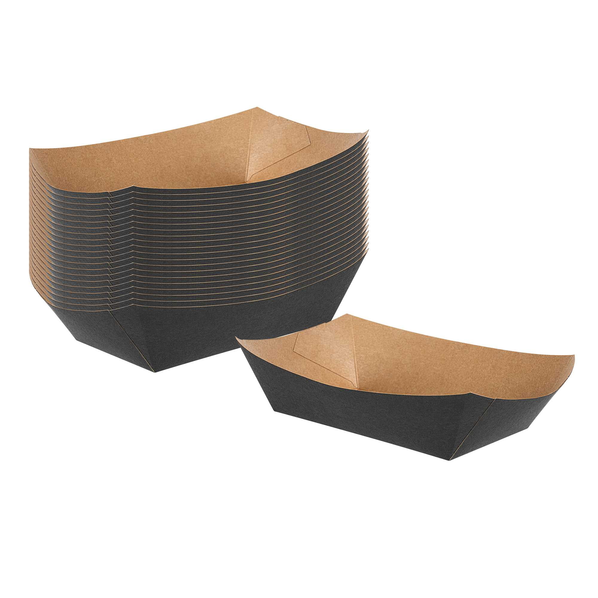 Bio Tek 2 lb Black Paper #200 Food Tray / Boat - 6 1/2" x 3 3/4" x 2 1/ ...