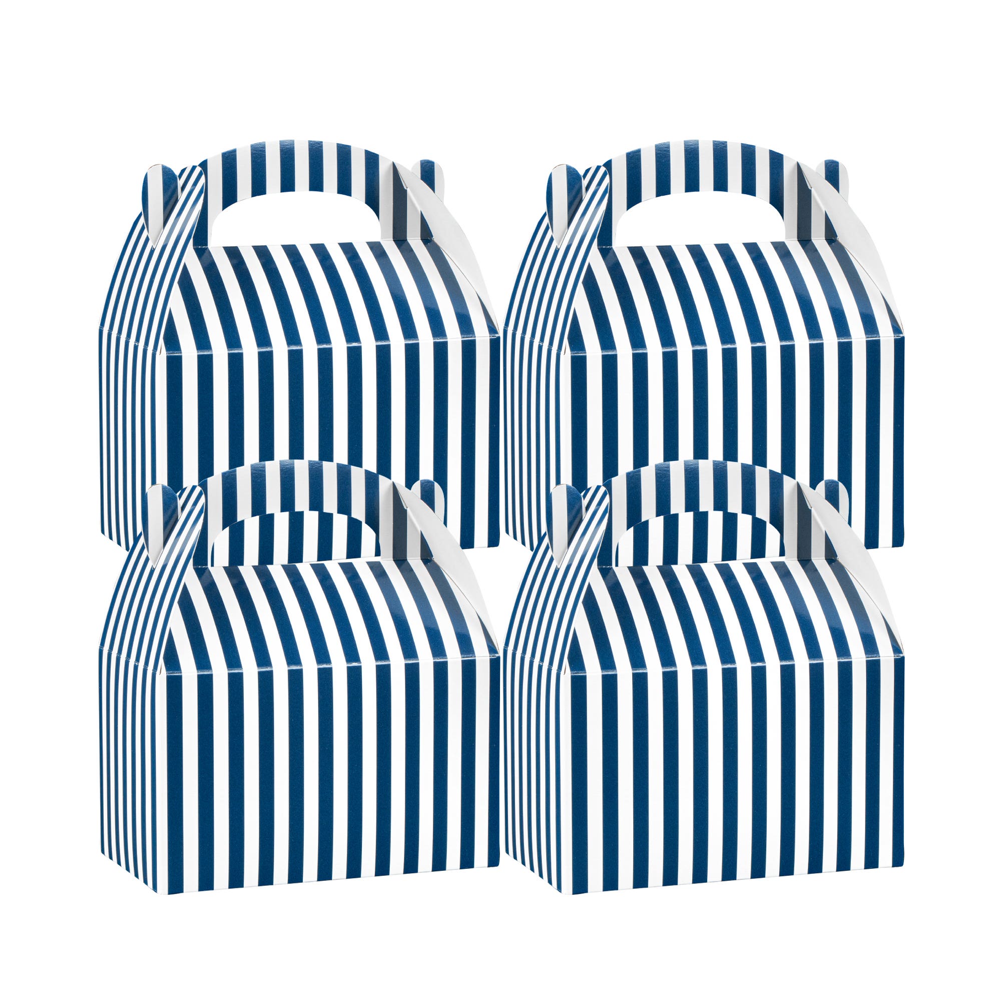 Bio Tek Blue & White Stripe Paper Gable Box / Lunch Box - 6" x 3 1/2" x ...