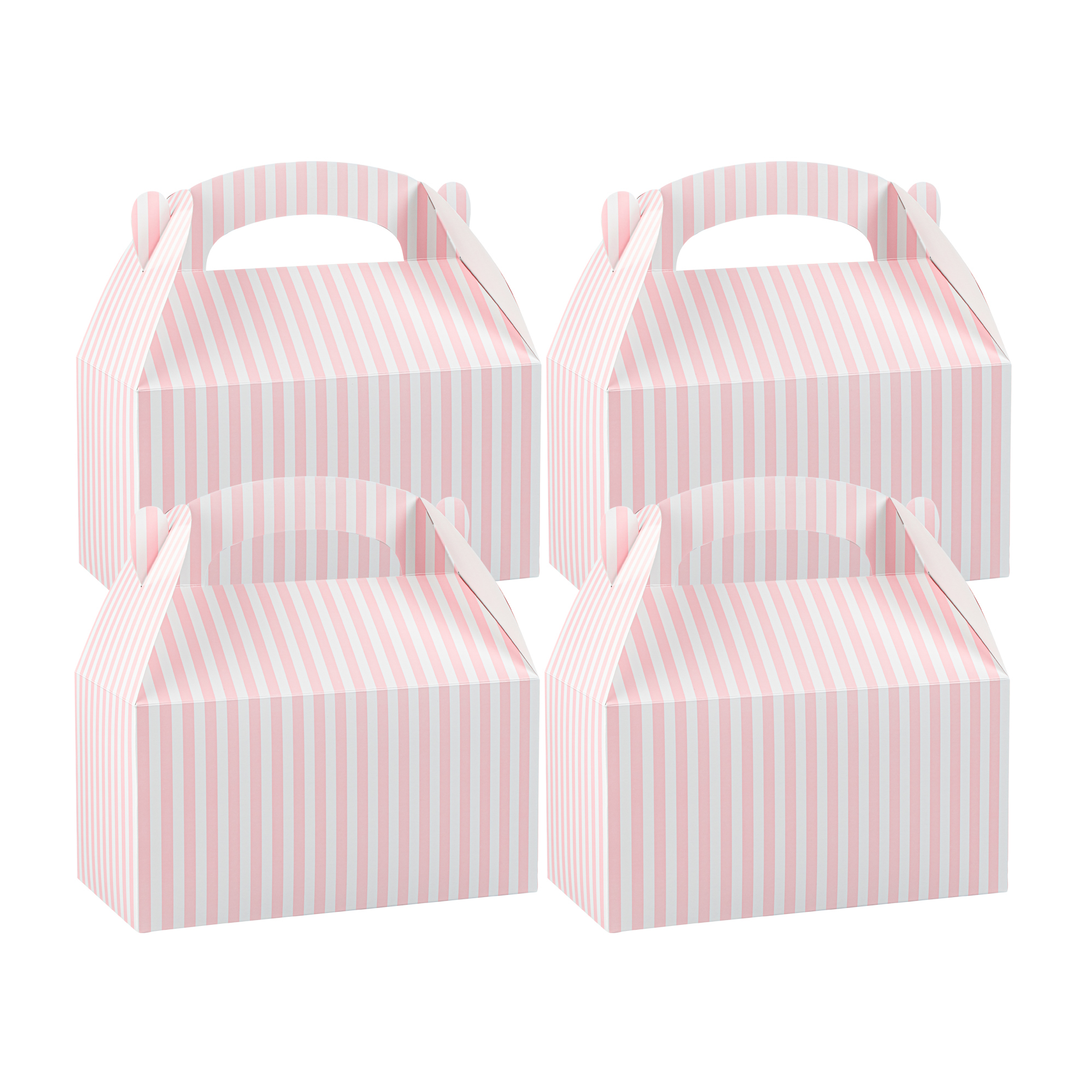 Bio Tek Pink & White Stripe Paper Gable Box / Lunch Box - 9 1/2" x 5" x ...