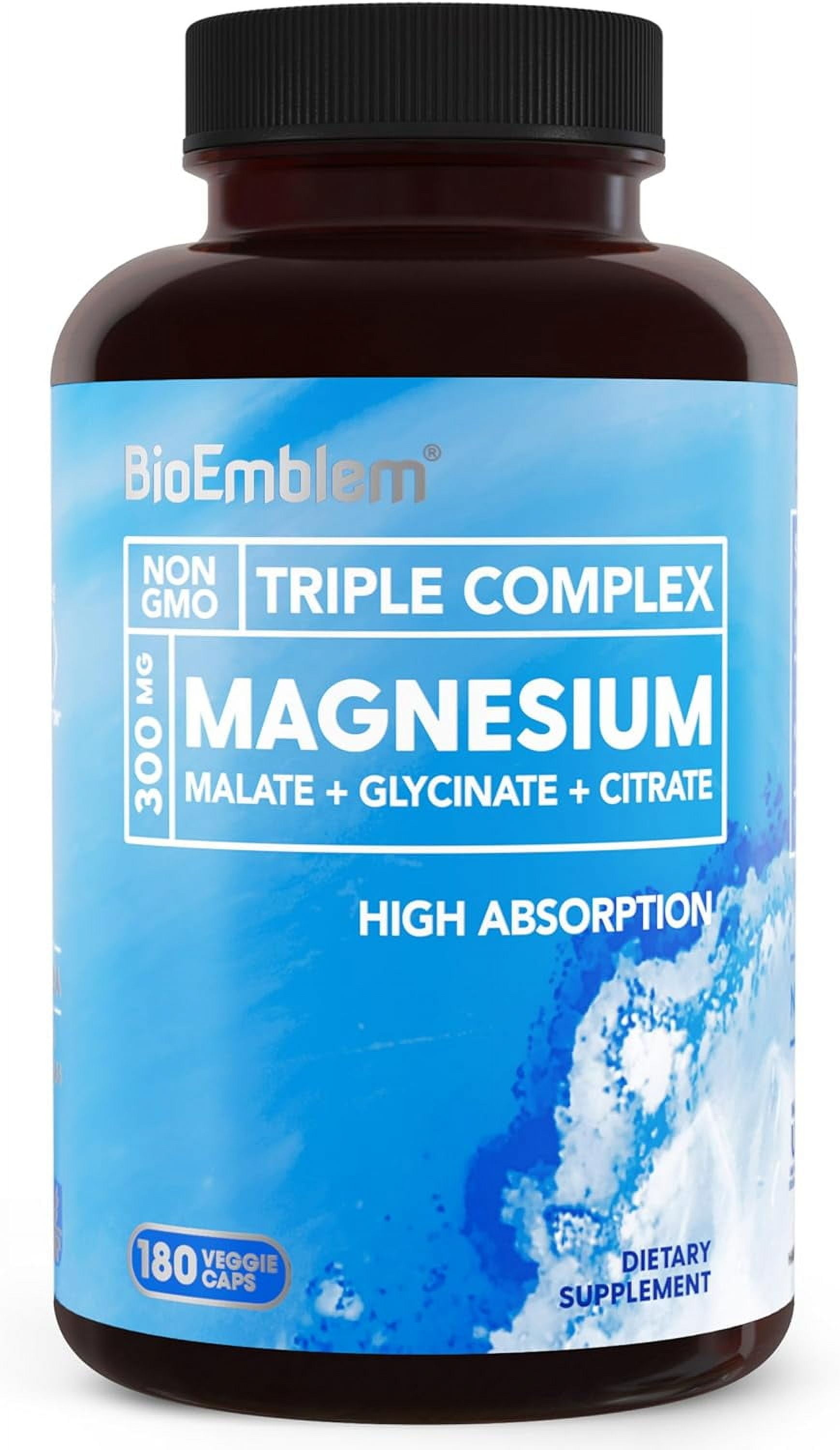 Bio Triple Magnesium Formula - 300mg Glycinate/Malate/Citrate - Non-GMO ...