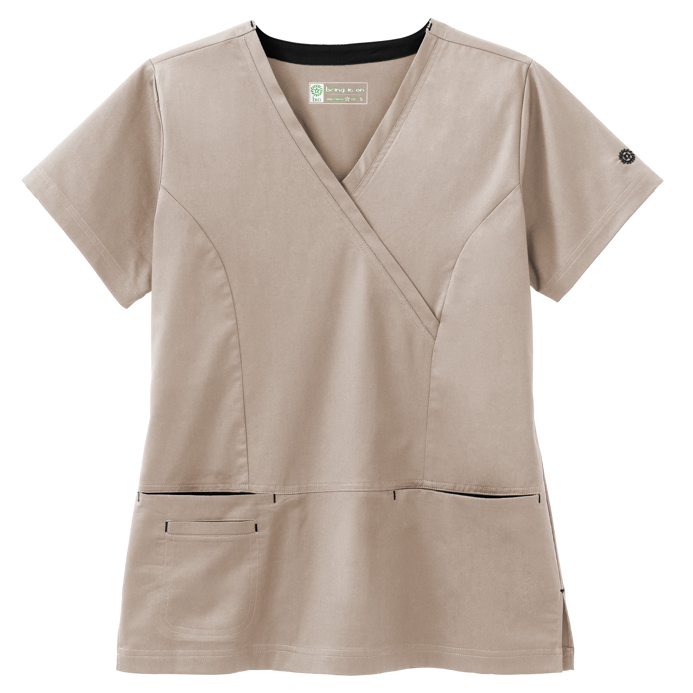 Bio Womens Stretch Mock Wrap Scrub Top, Style 19022 - Walmart.com