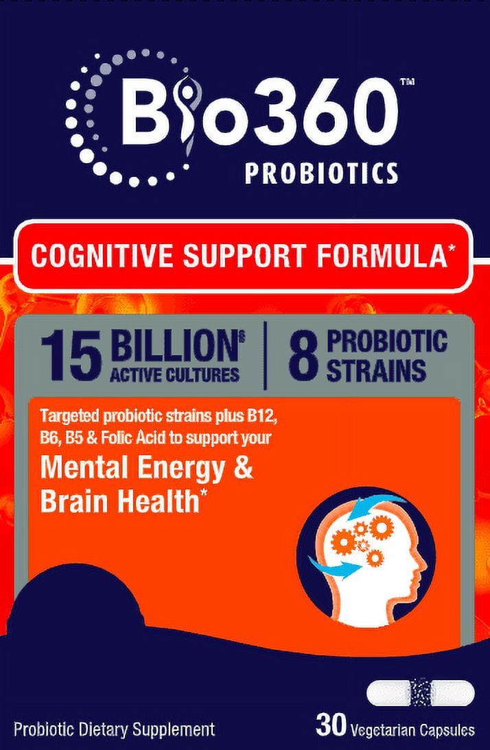 Bio360 Probiotics Cognitive Support Formula, Daily Probiotic for Brain ...