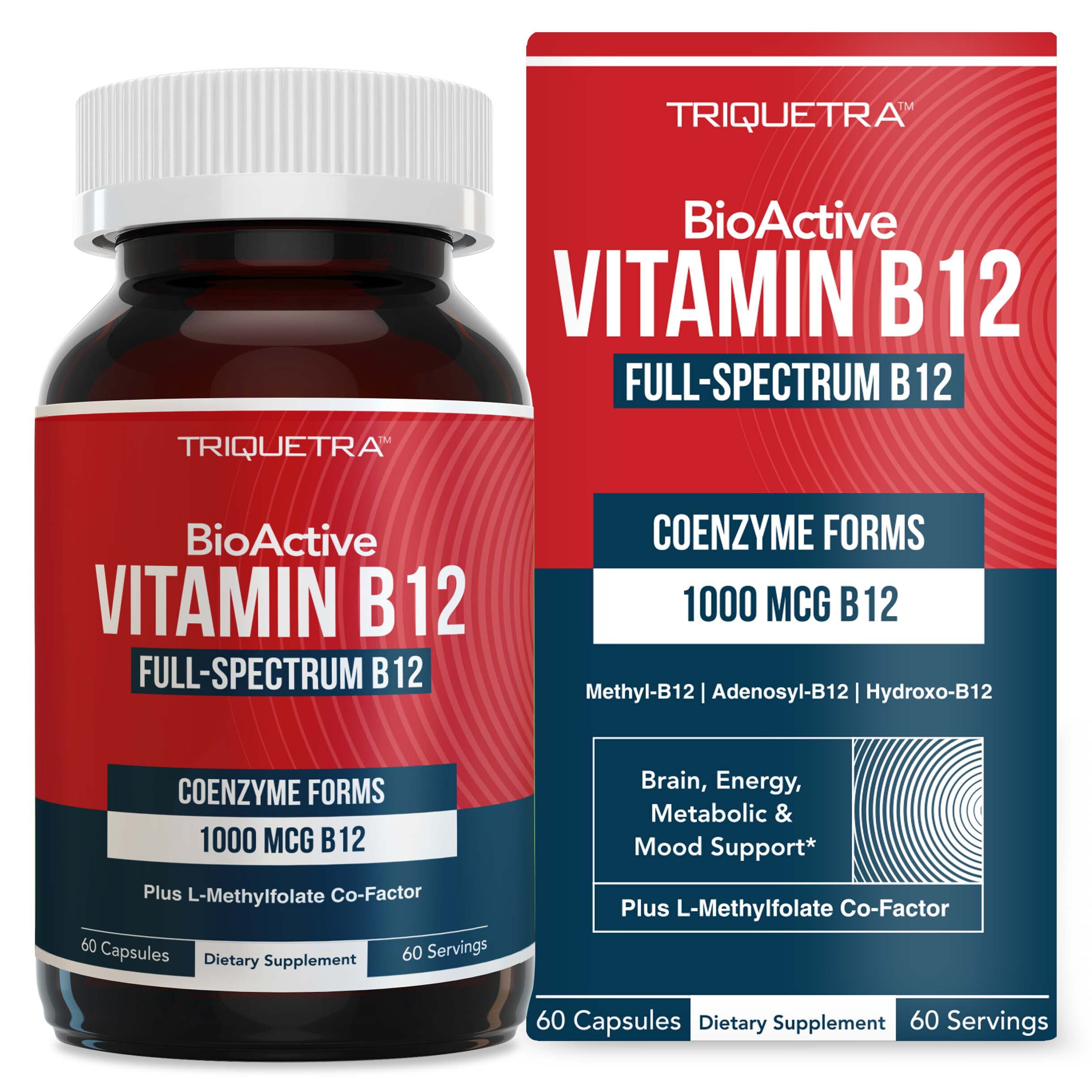 BioActive B12 (1000 mcg): Vitamin B12 Plus L-Methylfolate - Walmart.com