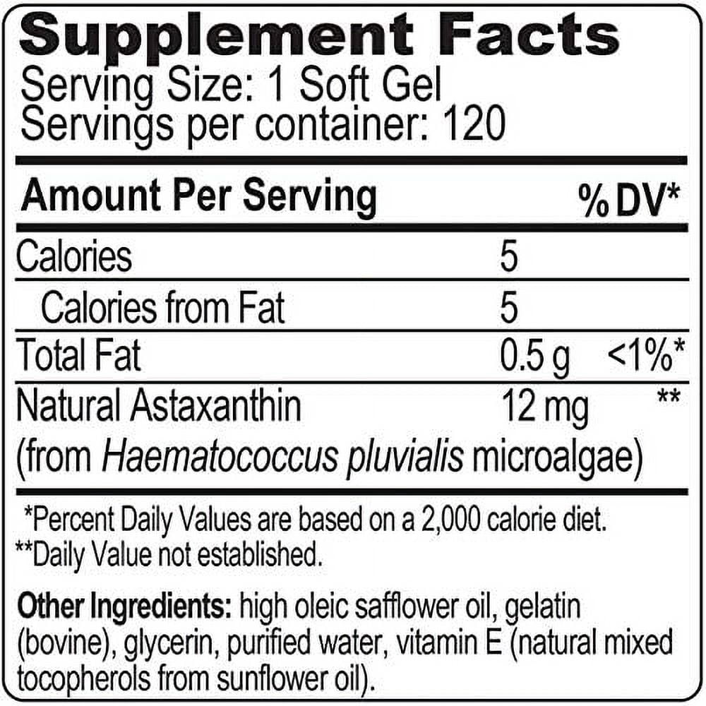 BioAstin Astaxanthin 12mg, 120ct - Supports Recovery from Exercise ...