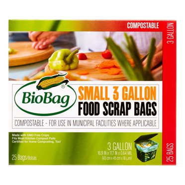 BioBag 13 Gallon Compostable Kitchen Waste Trash Bags, Biodegradable ...