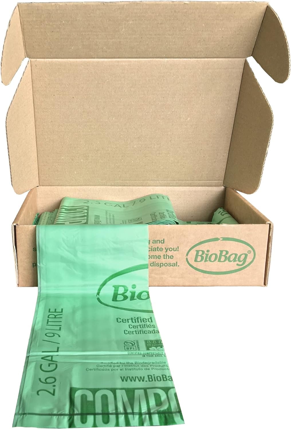 BioBag (USA), The Original Compostable Bag, 2.6 Gallon, 100 Total Count ...