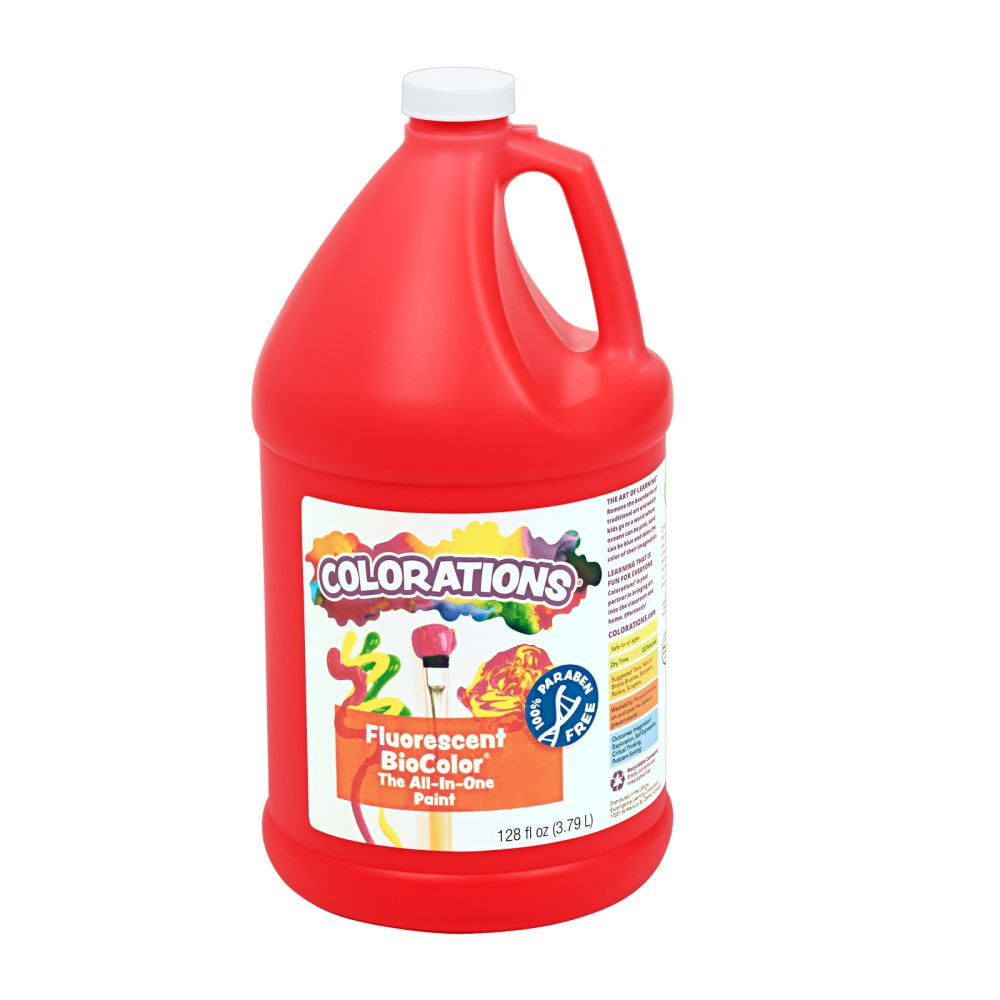 Colorations Paraben-Free Fluorescent BioColor Paint- Neon Red, 1 Gallon ...