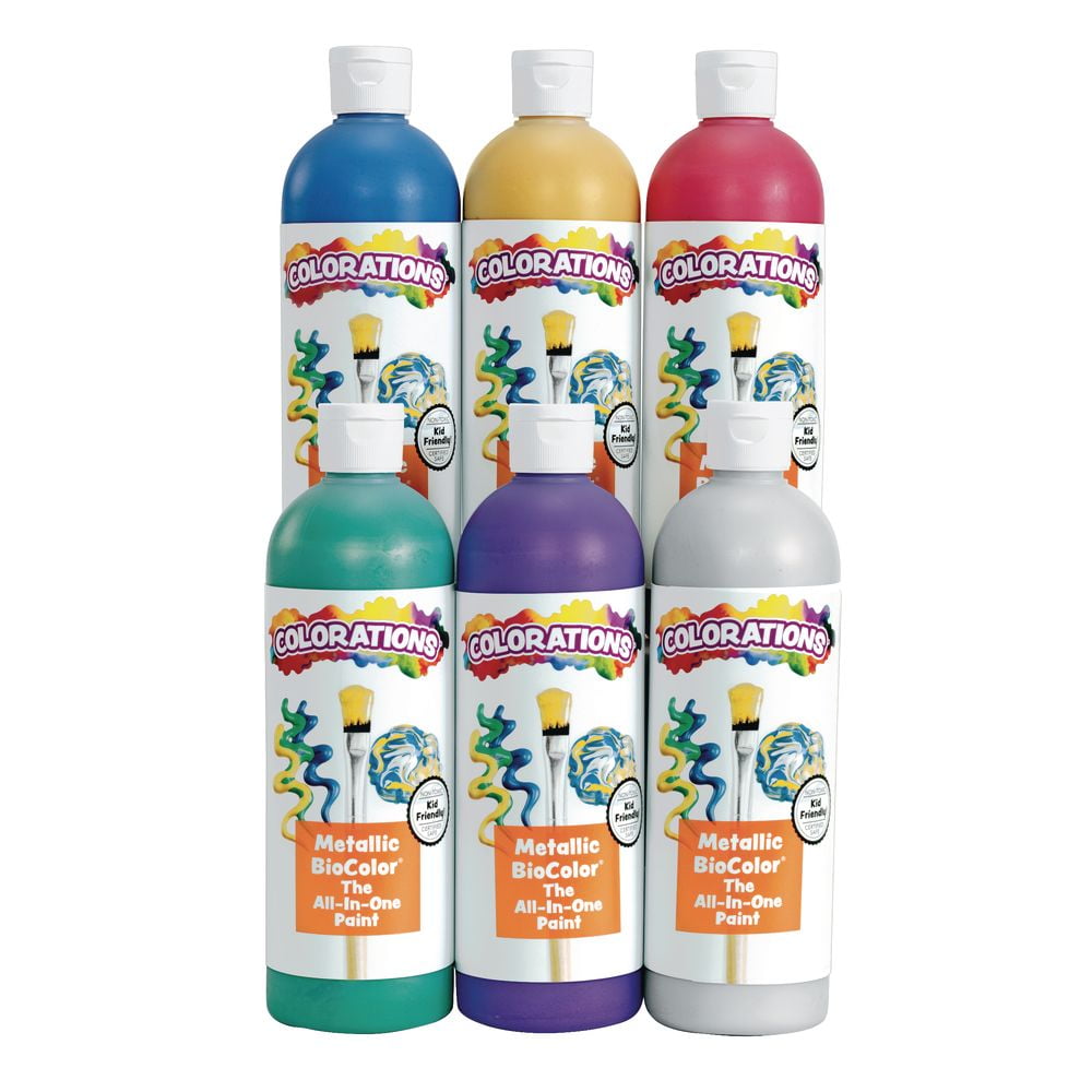 BioColor Paint by Colorations Metallic Colors, 16 oz. - Set of 6 ...