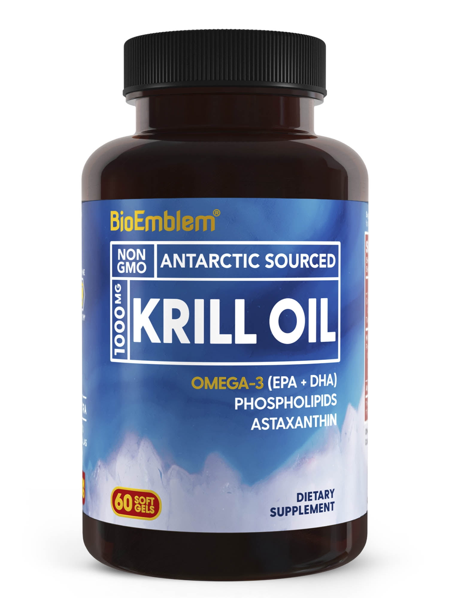 BioEmblem Antarctic Krill Oil Supplement, 1000mg, Omega-3 EPA DHA, 60 ...