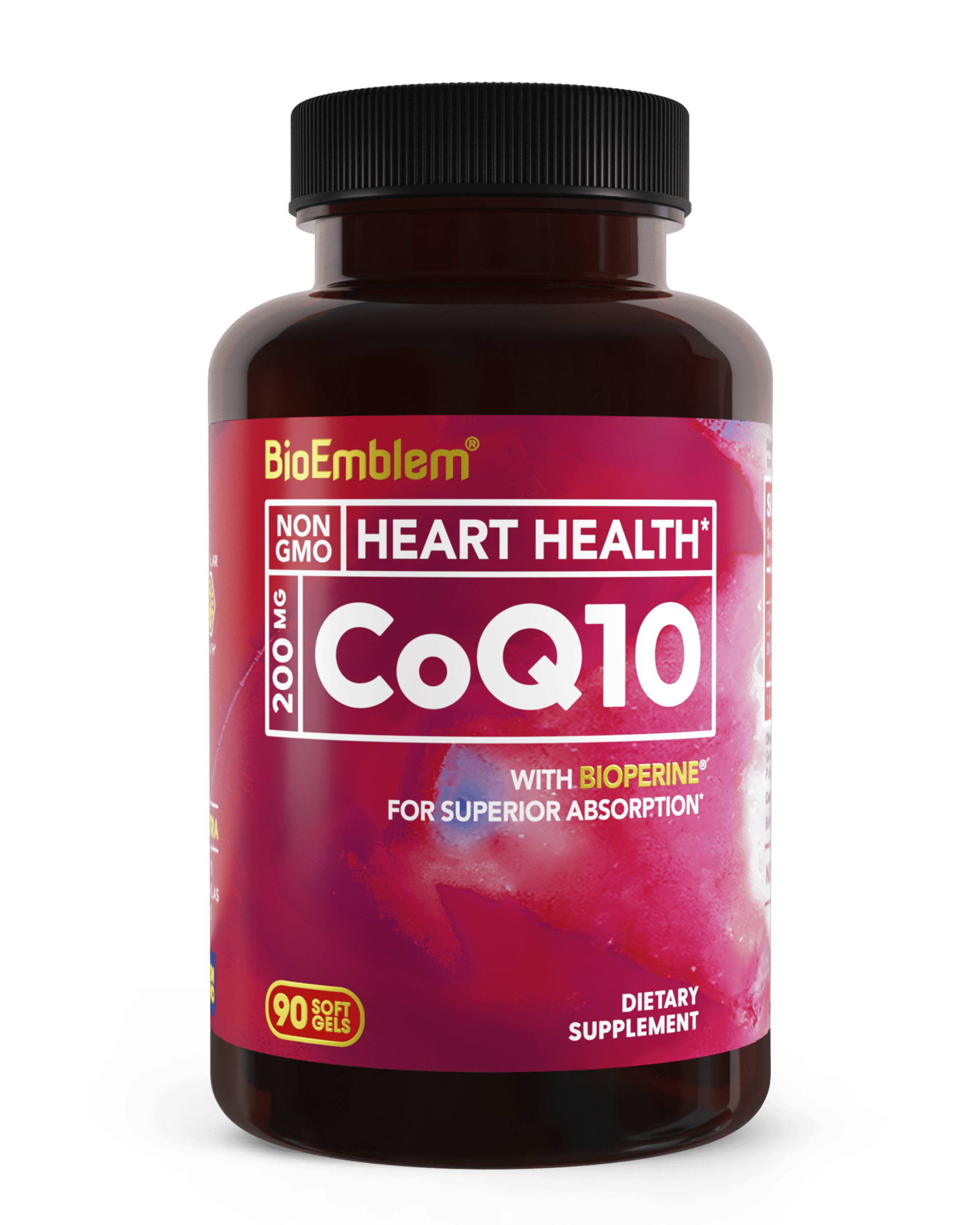 BioEmblem CoQ10 with BioPerine - 200mg Softgels, High Absorption ...