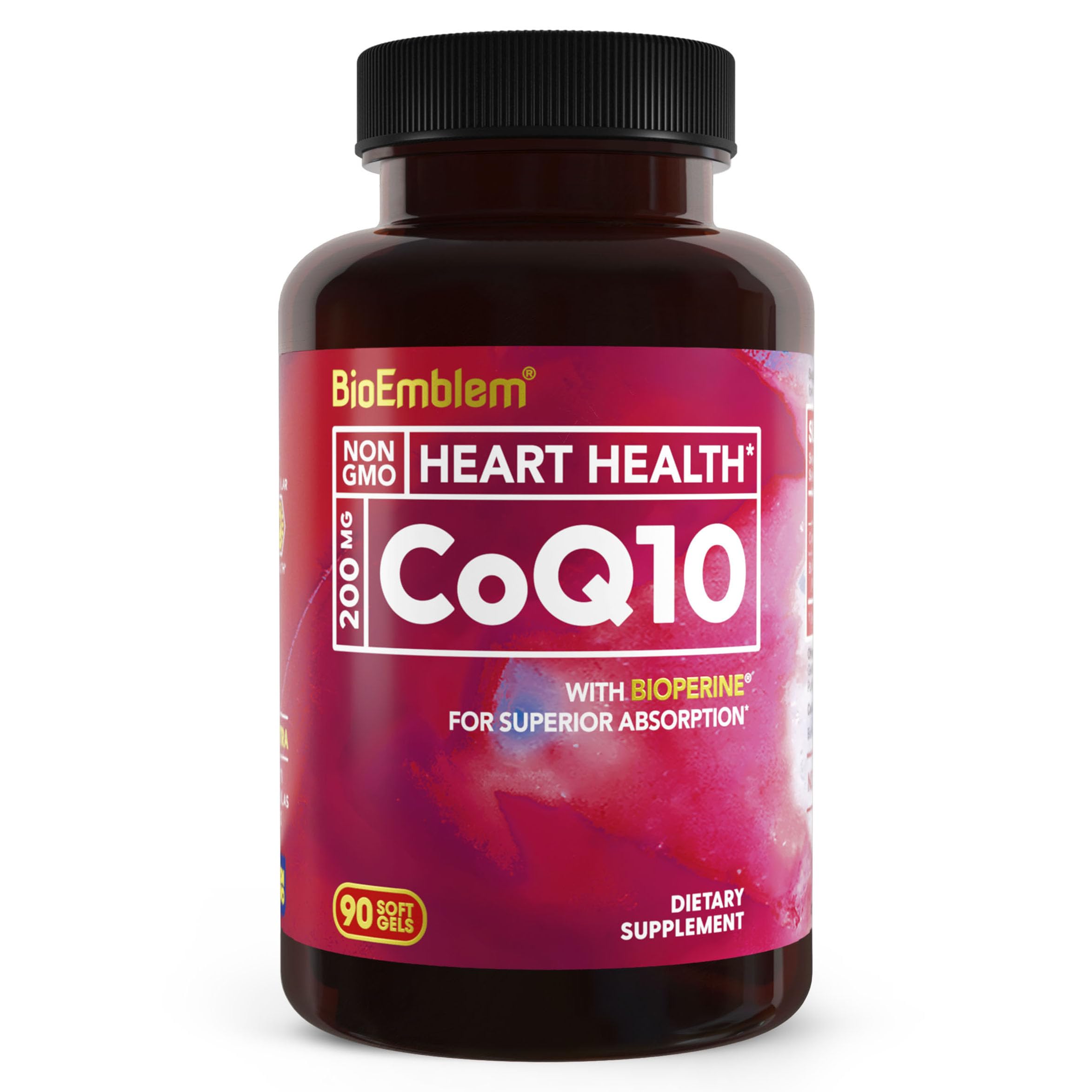 BioEmblem CoQ10 with BioPerine - 200mg Softgels, Superior Absorption ...