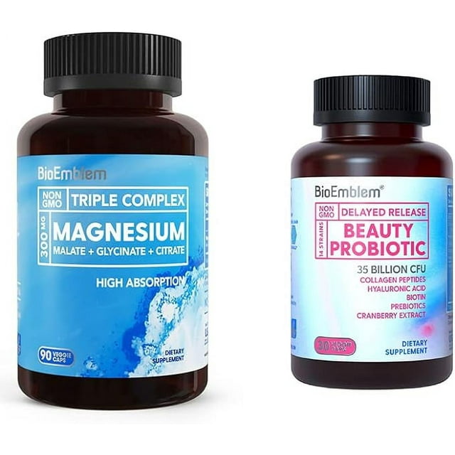 BioEmblem Magnesium Glycinate, Malate, Citrate Complex and Beauty Probiotics for Women - Walmart.com