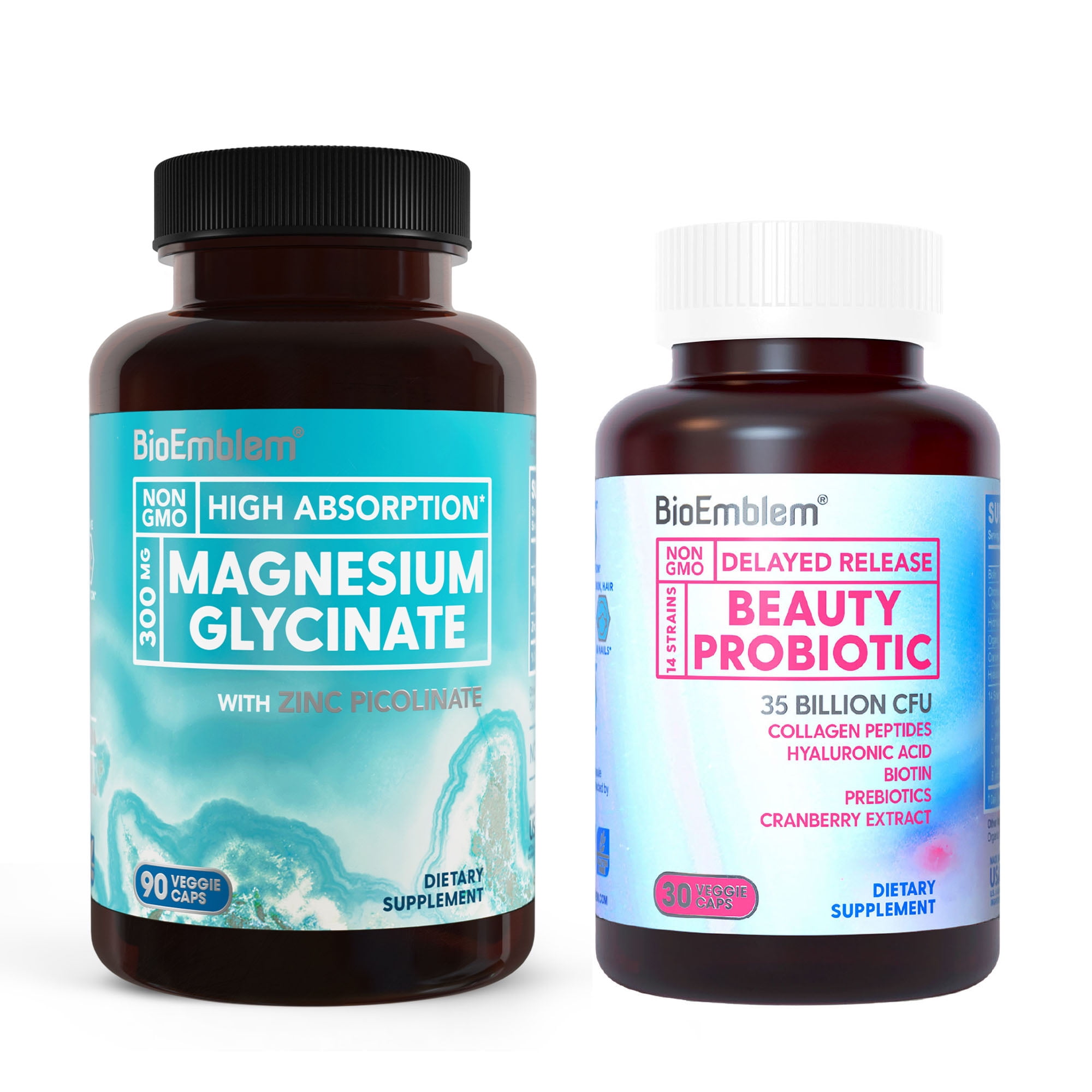 BioEmblem Magnesium Glycinate with Zinc and BioEmblem Beauty Probiotics ...