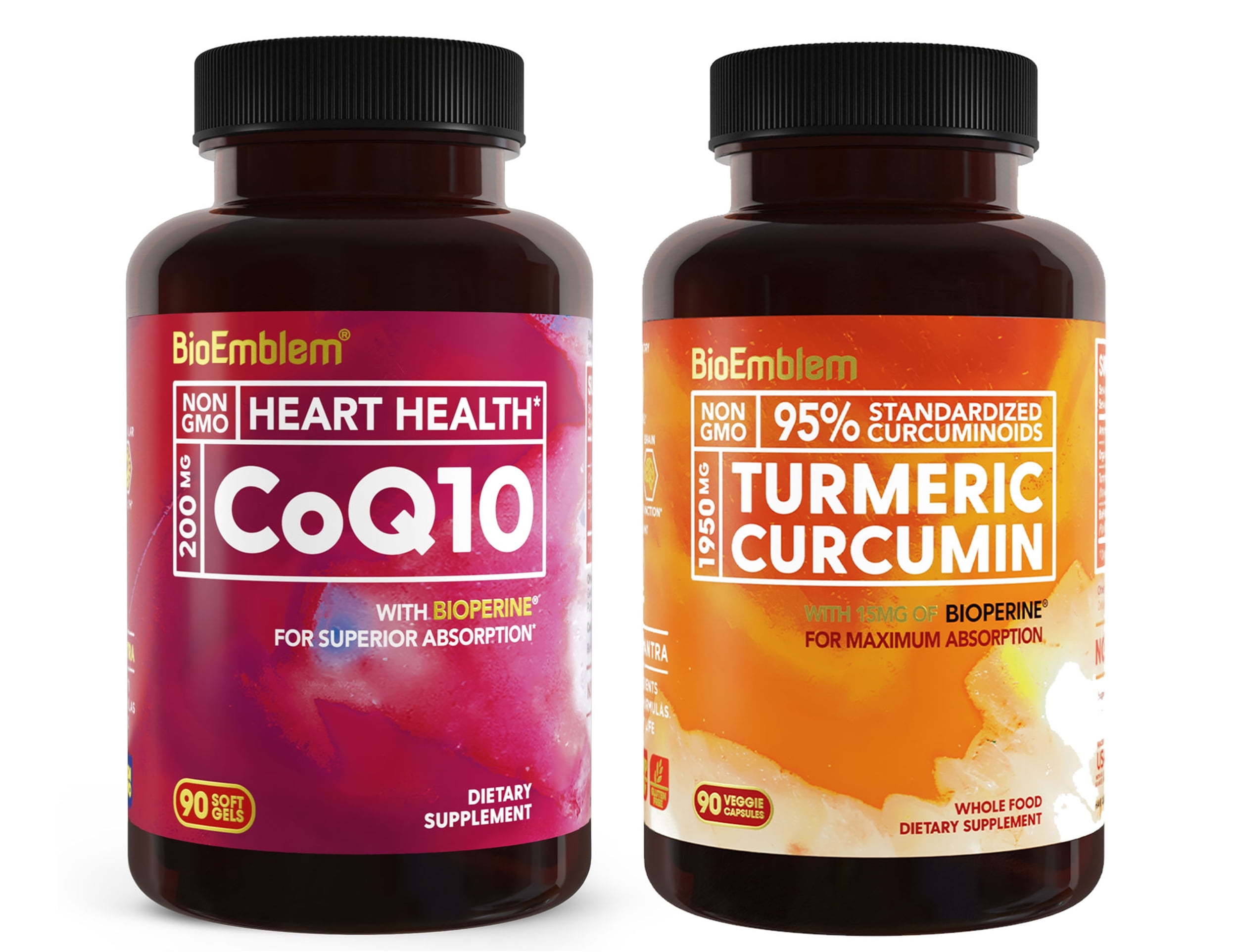BioEmblem Turmeric Curcumin Supplement with BioPerine and CoQ10 with ...