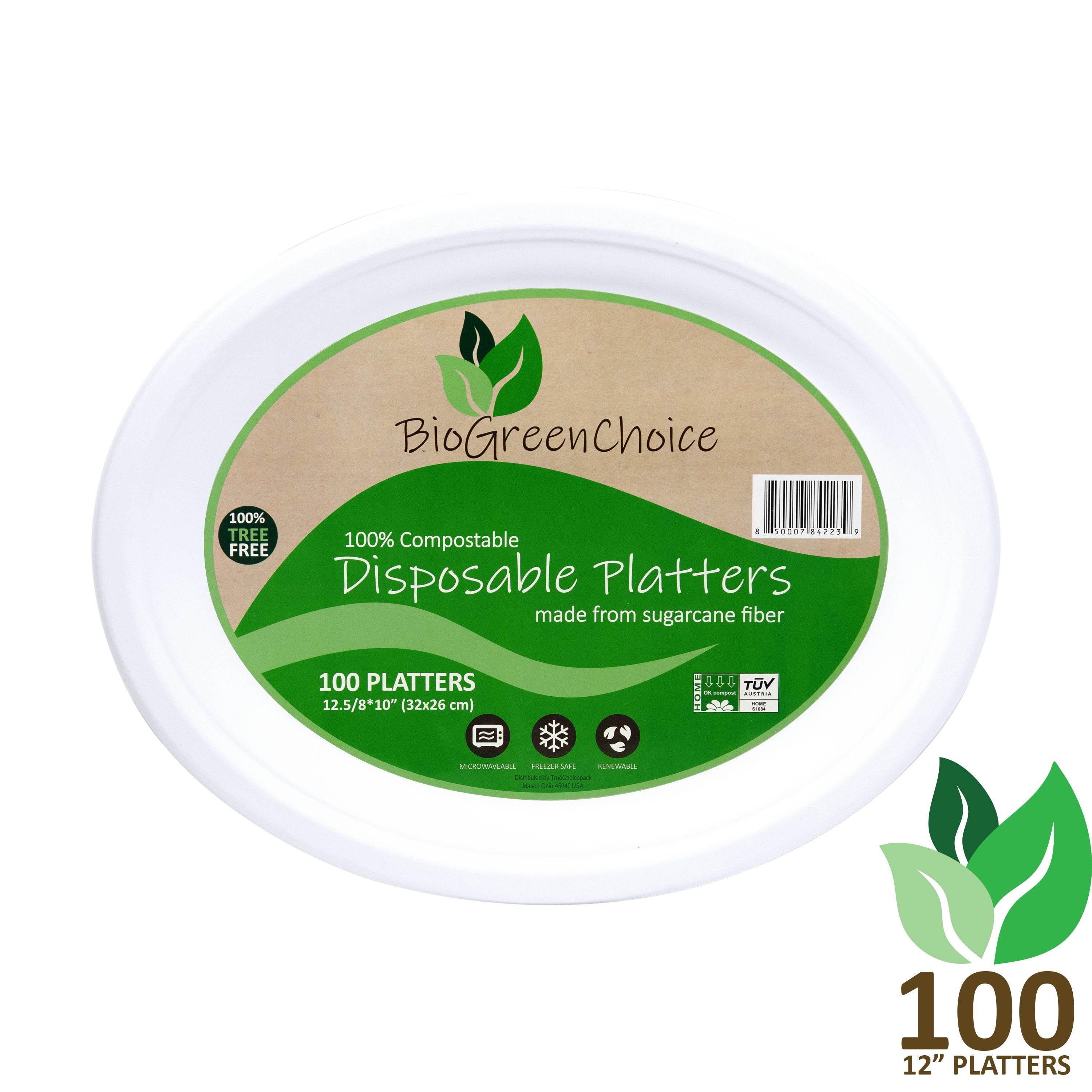 BioGreenChoice 12 5/8 in x 10 in. Large Oval Serving Platters (100 ...