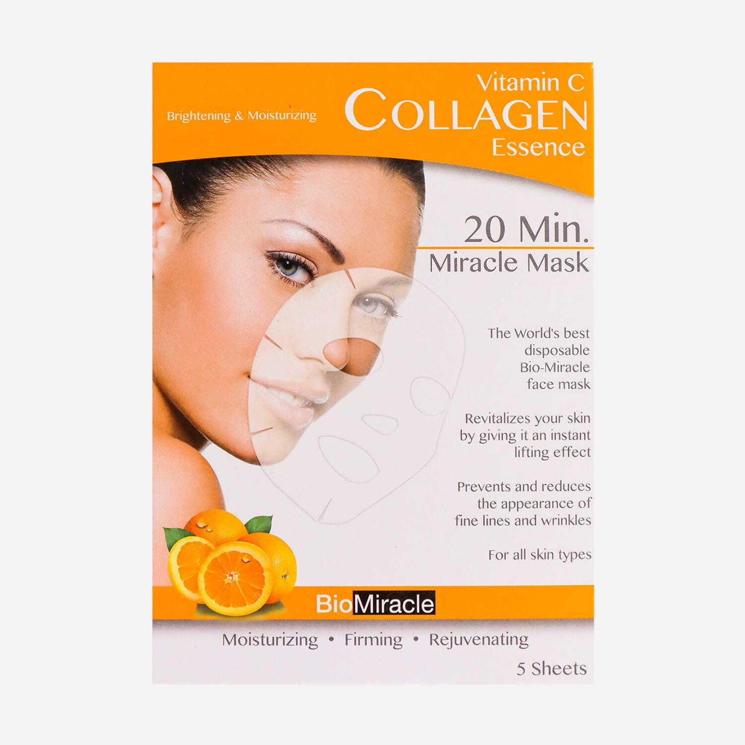 BioMiracle - 20 Minute Miracle Vitamin C Collagen Essence Facial Sheet Mask - 5 Count - Walmart.com