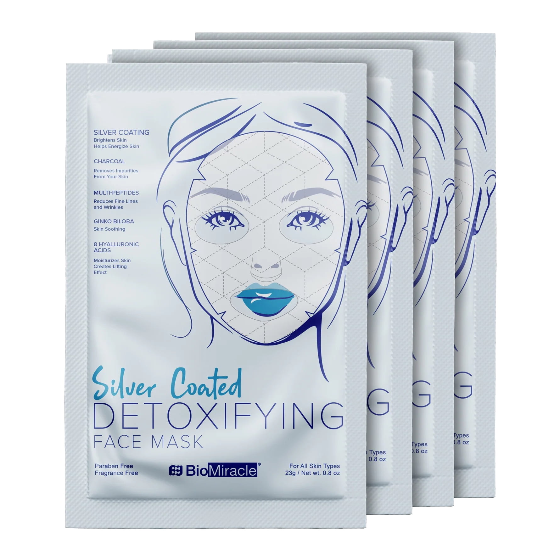 BioMiracle Silver Coated Detoxifying Face Mask 0.8 oz (4 Pack ...