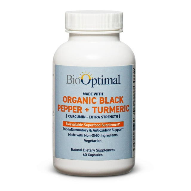 BioOptimal Organic Turmeric Curcumin Capsules with Black Pepper for ...