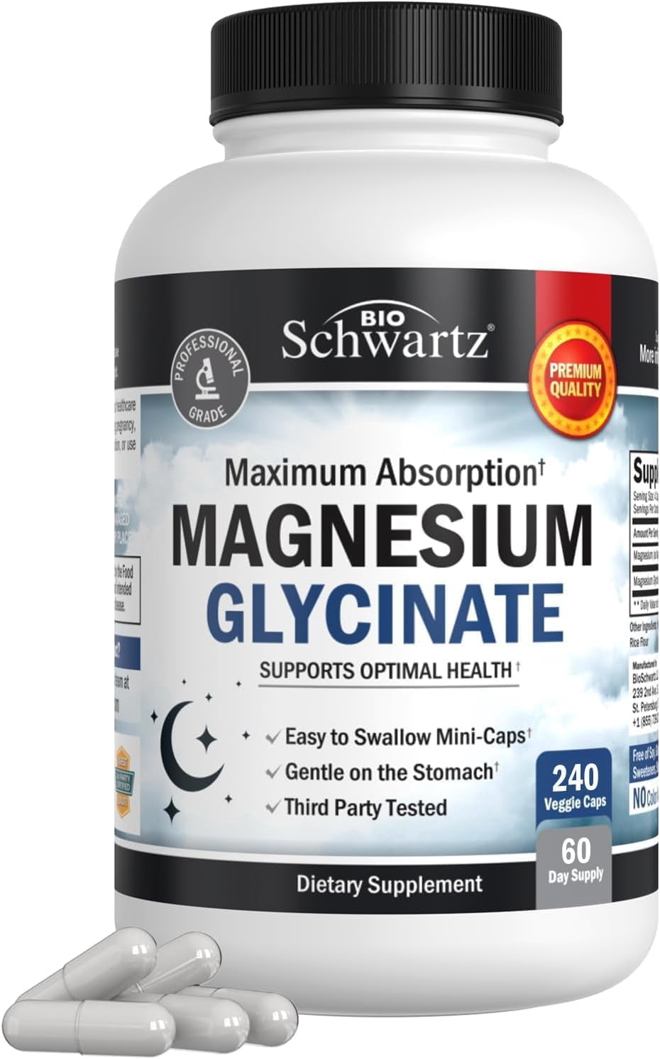 BioSchwartz Magnesium Glycinate 500mg Capsules 240ct | Maximum ...