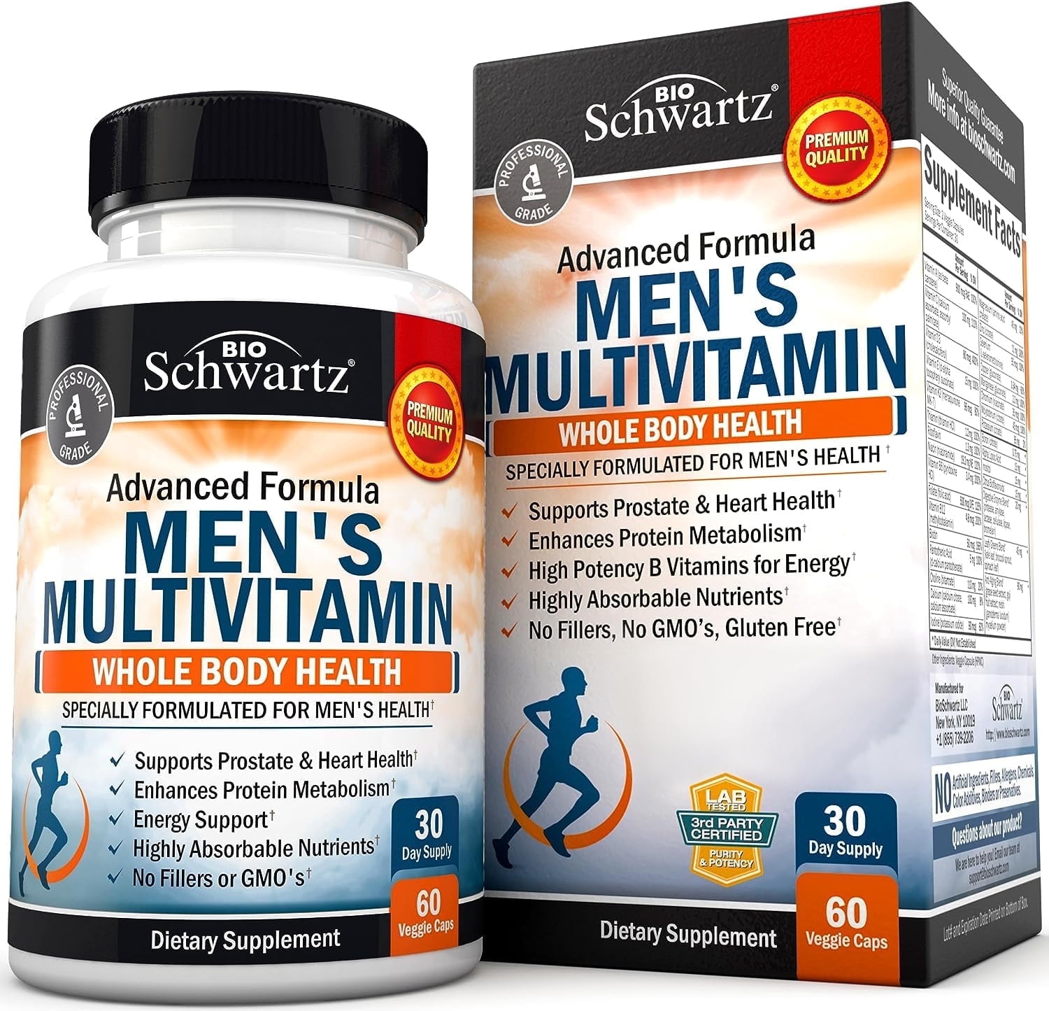 BioSchwartz Advanced Men's Multivitamin with Zinc, Whole Body Health ...