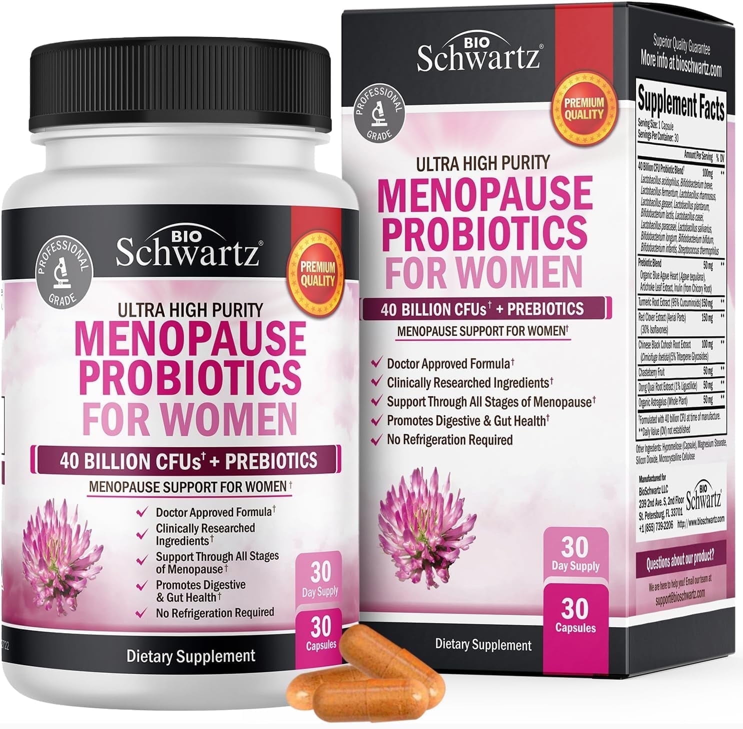 BioSchwartz Menopause Support Supplement, 40 Billion CFU, 30 Capsules ...