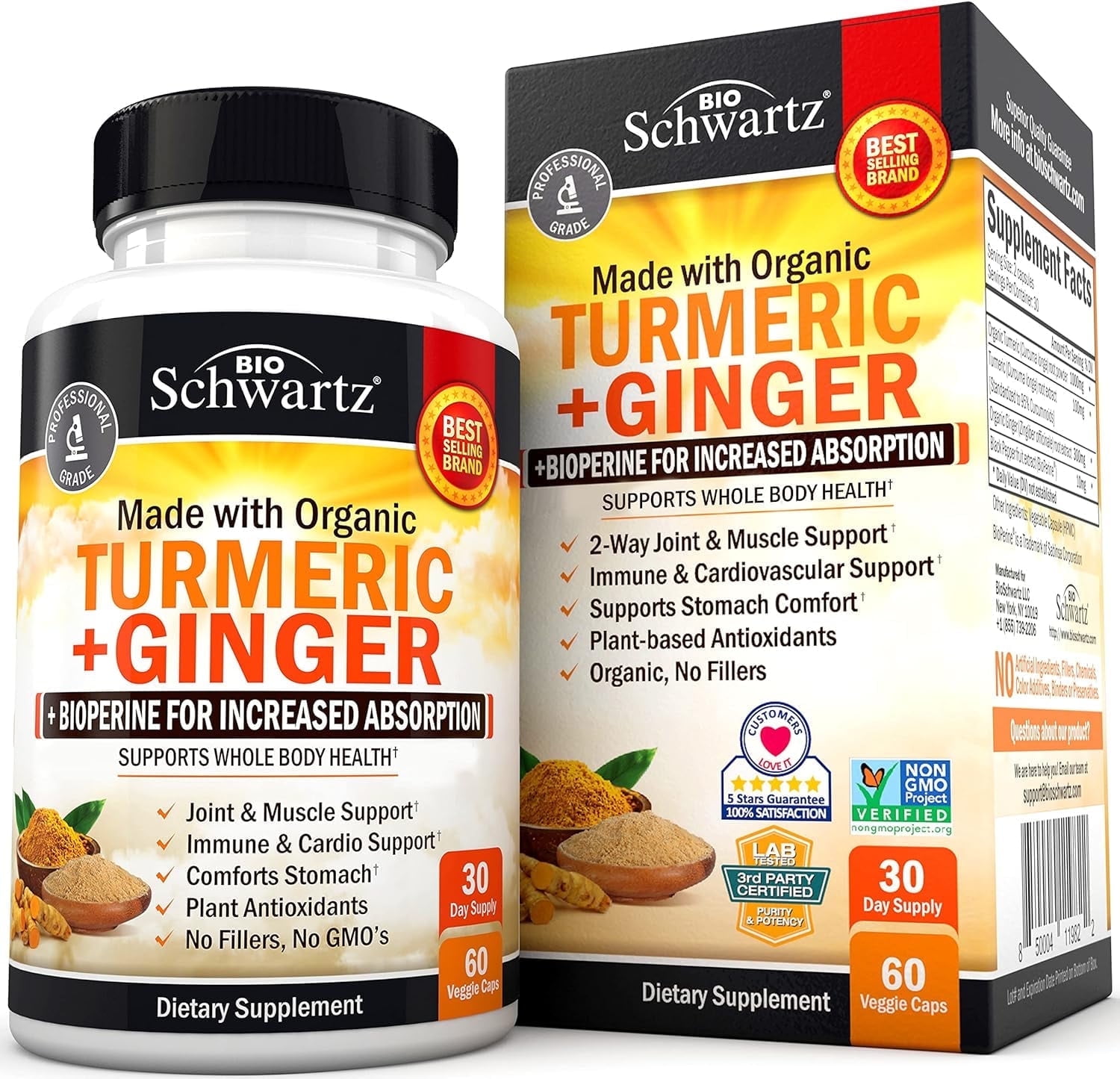 BioSchwartz Turmeric and Ginger Capsules, Joint Support, 1100 mg, 60 Ct ...