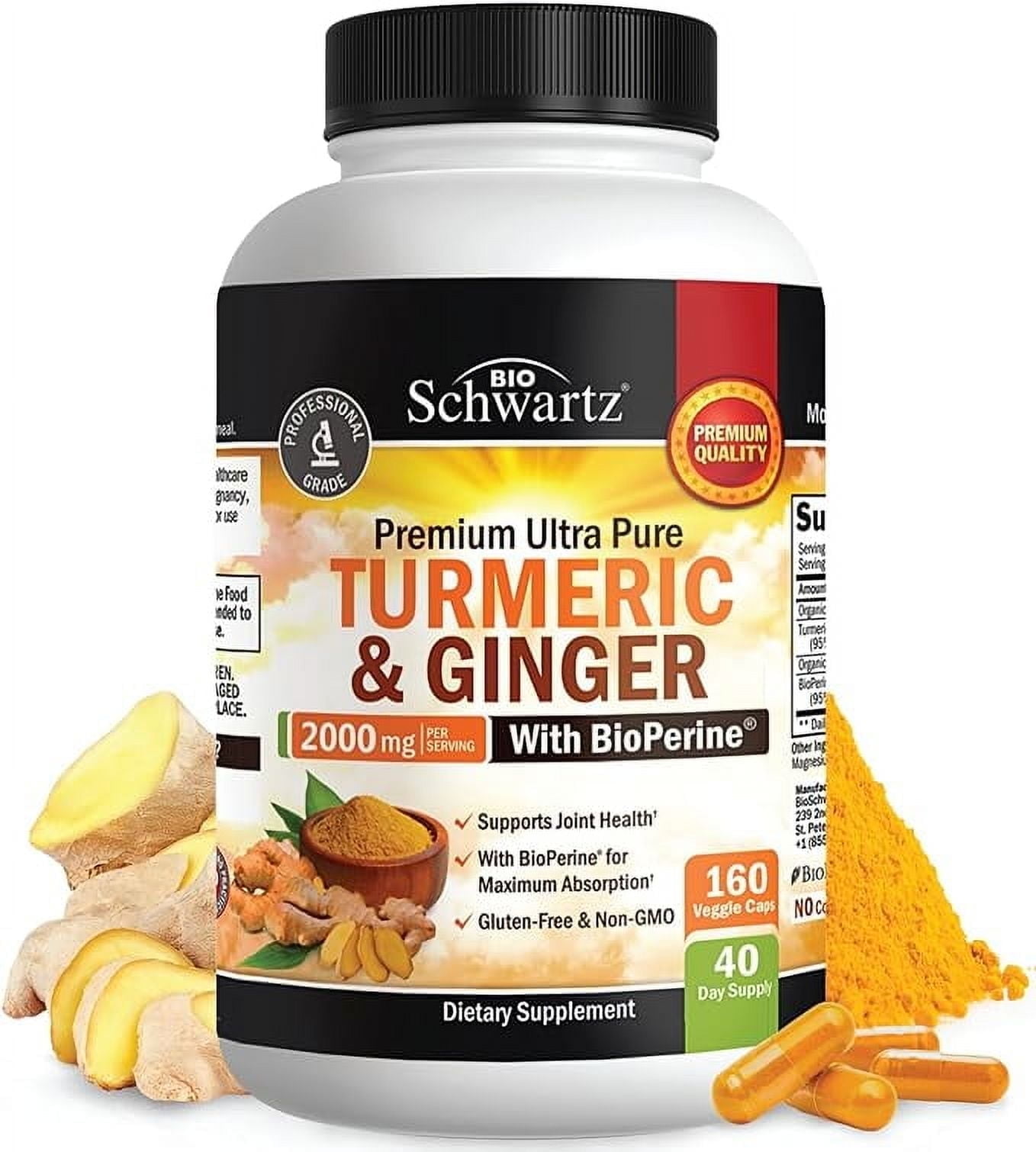 BioSchwartz Turmeric and Ginger Root Supplement for Inflammation and ...