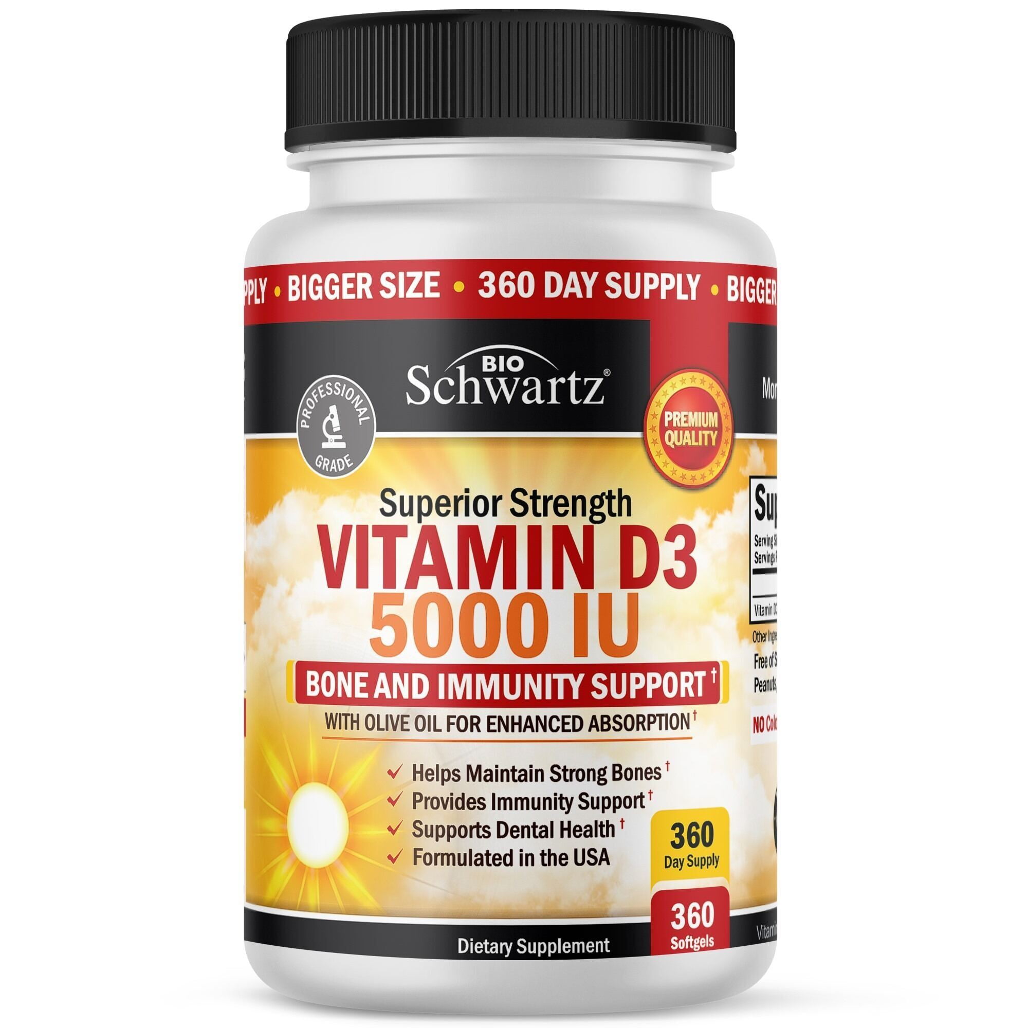 BioSchwartz Vitamin D3 5000 IU | Bone Strength and Immunity Support ...