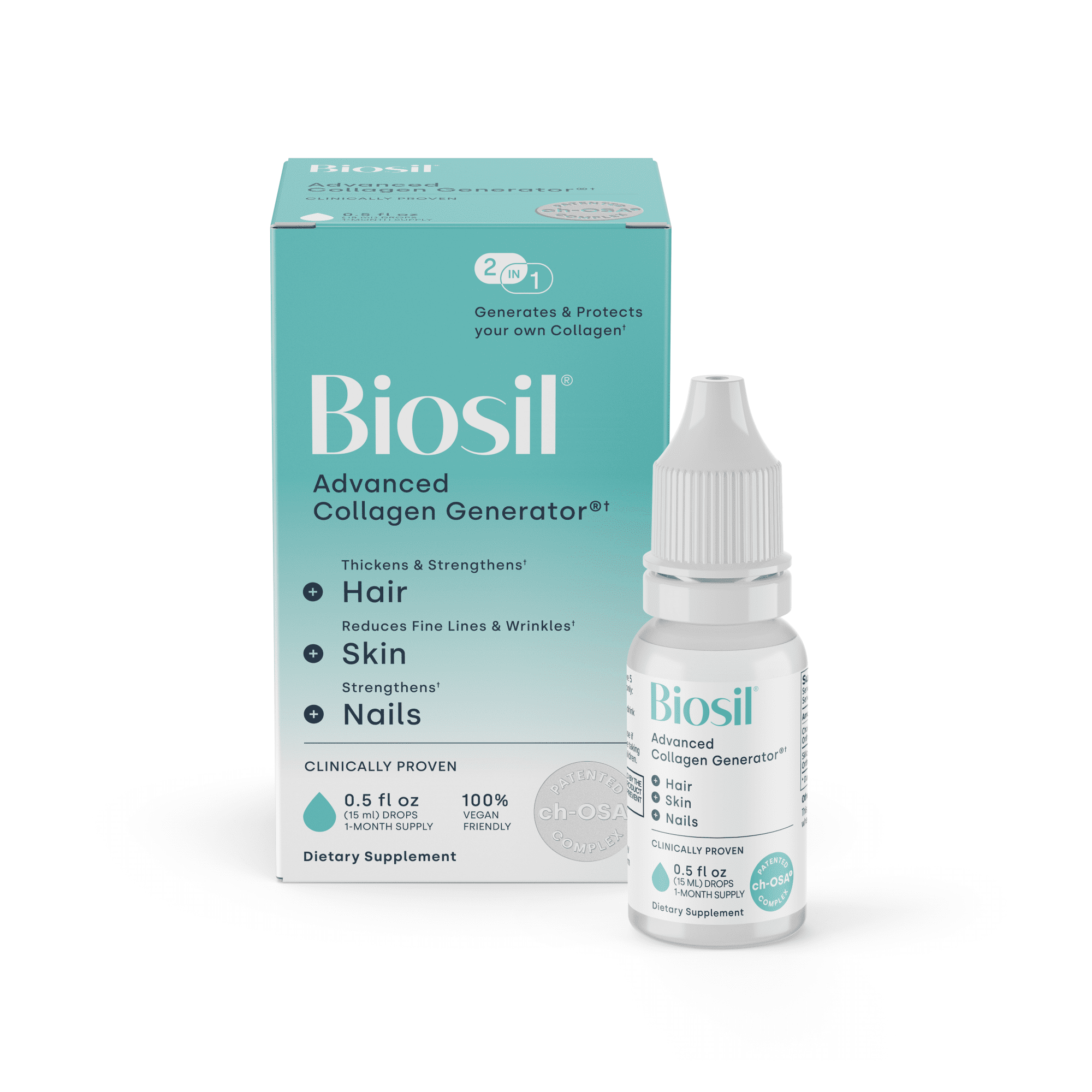 BioSil Advanced Collagen Generator Drops, Vegan Friendly, for Hair ...