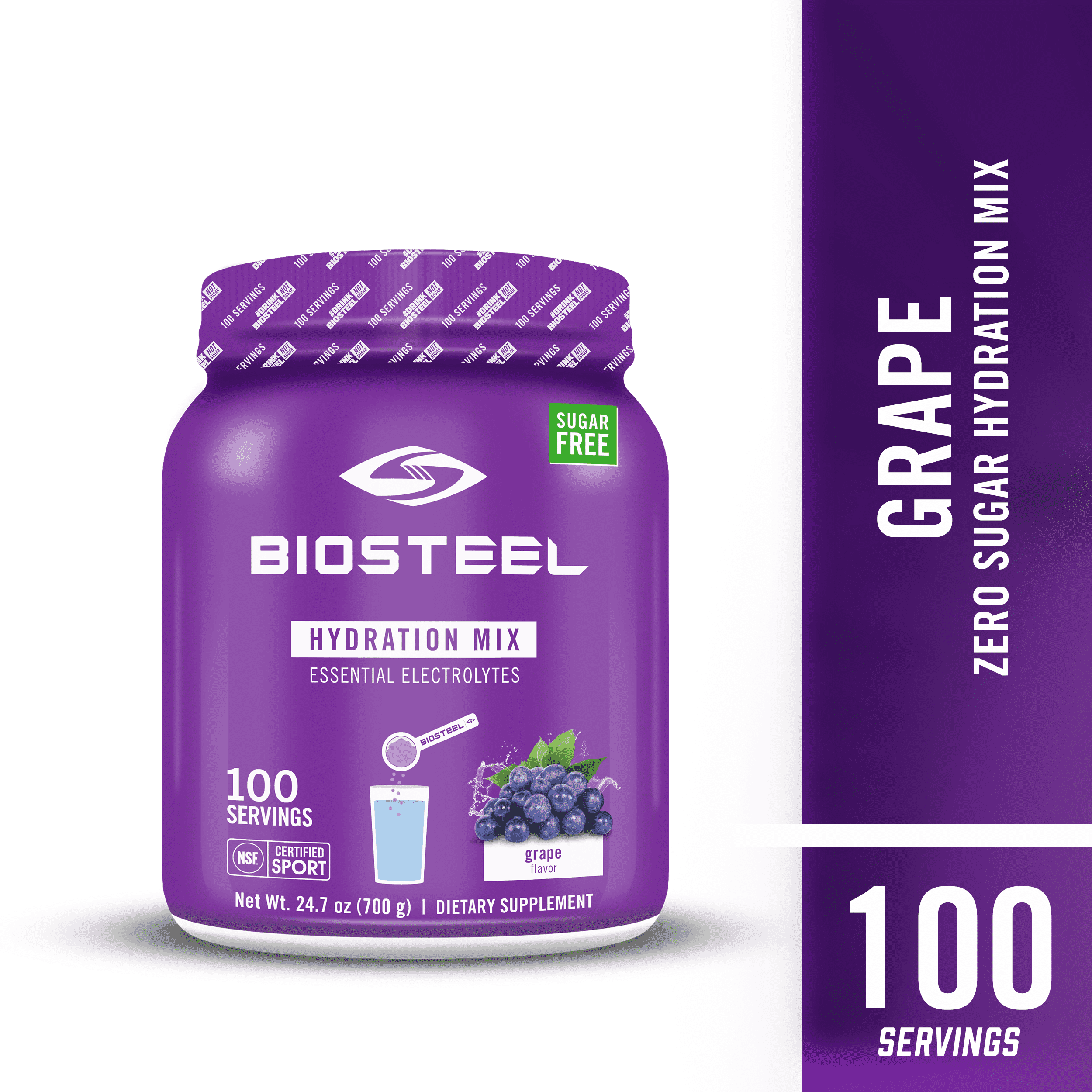 BioSteel Sugar-Free Hydration Mix - 5 Essential Electrolytes, Grape ...