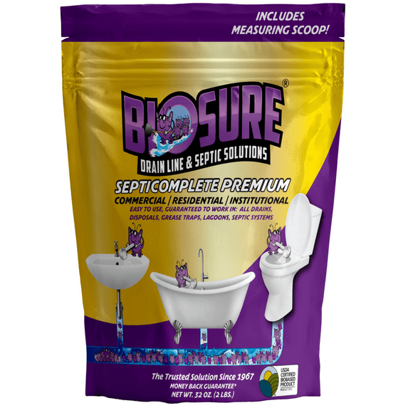 BioSure SeptiComplete Premium Bulk Powder: 2 lbs of Advanced Septic & Drain Line Treatment with ...