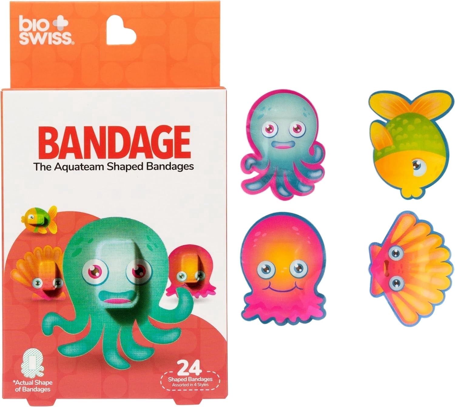 BioSwiss Bandages, Aquateam Sea Creatures Shaped Self Adhesive Bandage ...