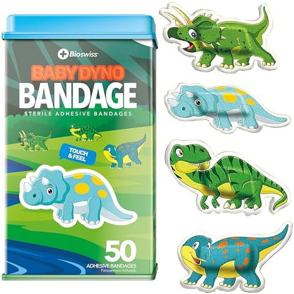 BioSwiss Bandages, Baby Dino Shaped Self Adhesive Bandage, Latex Free ...