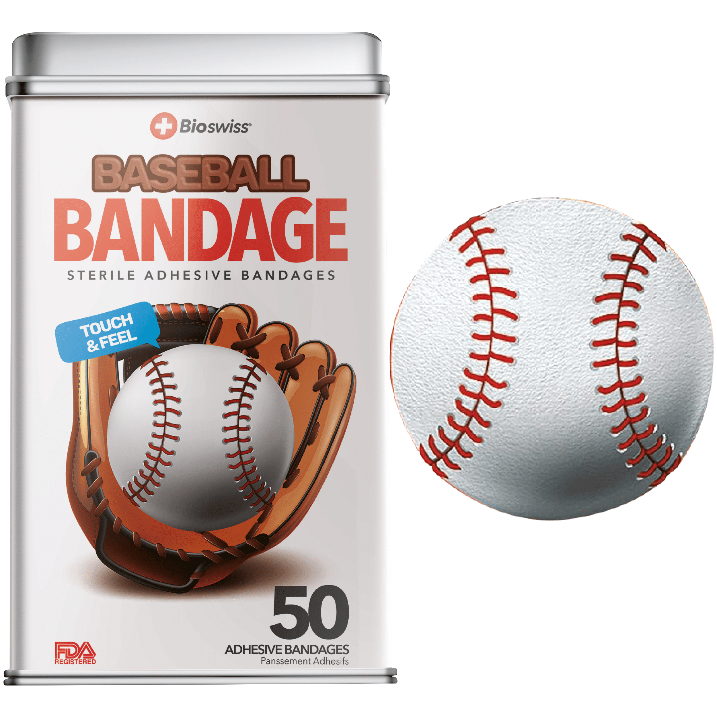 BioSwiss Bandages, Baseballs Shaped Self Adhesive Bandage, Latex Free ...