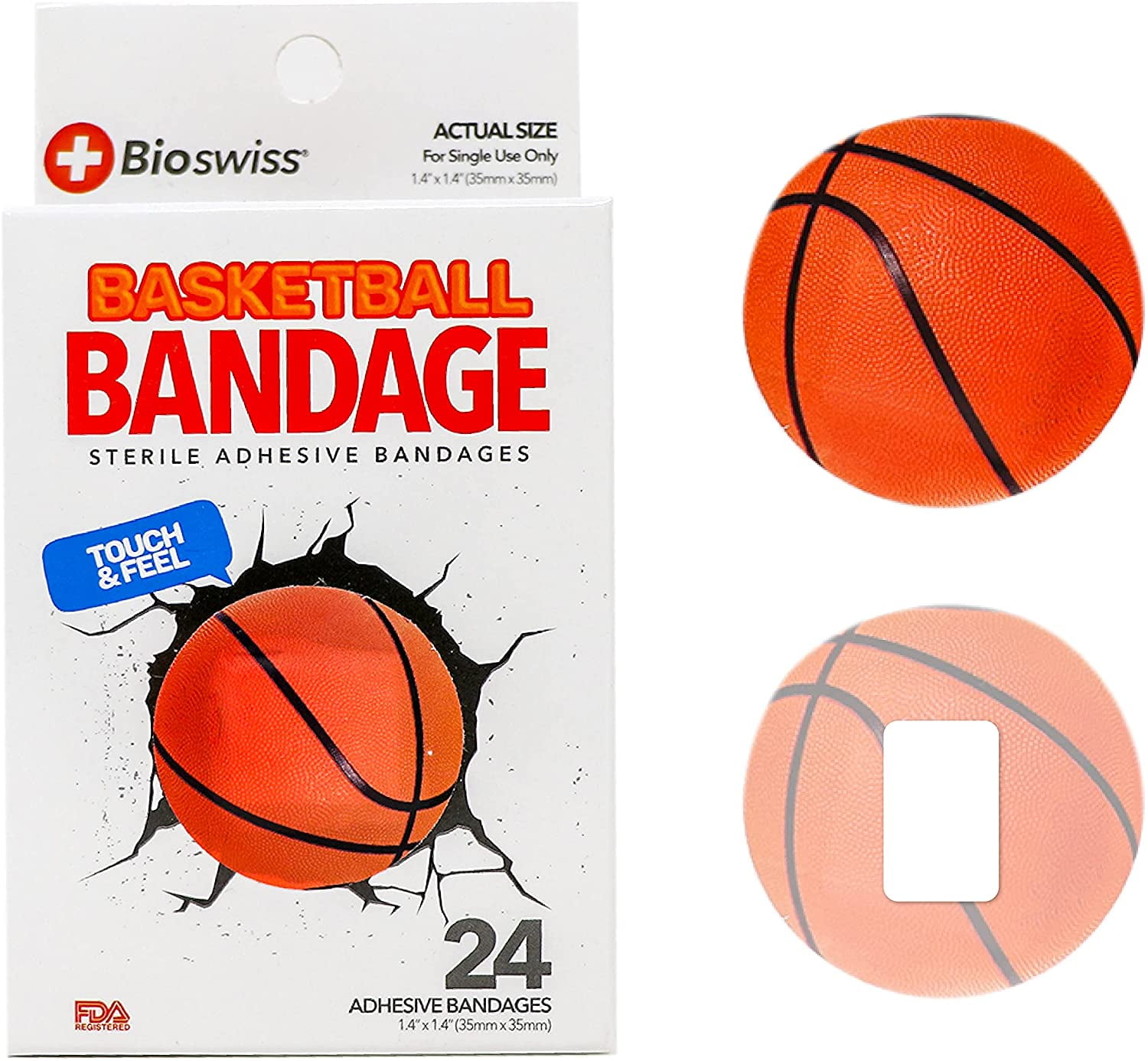 BioSwiss Bandages, Basketball Shaped Self Adhesive Bandage, Latex Free ...