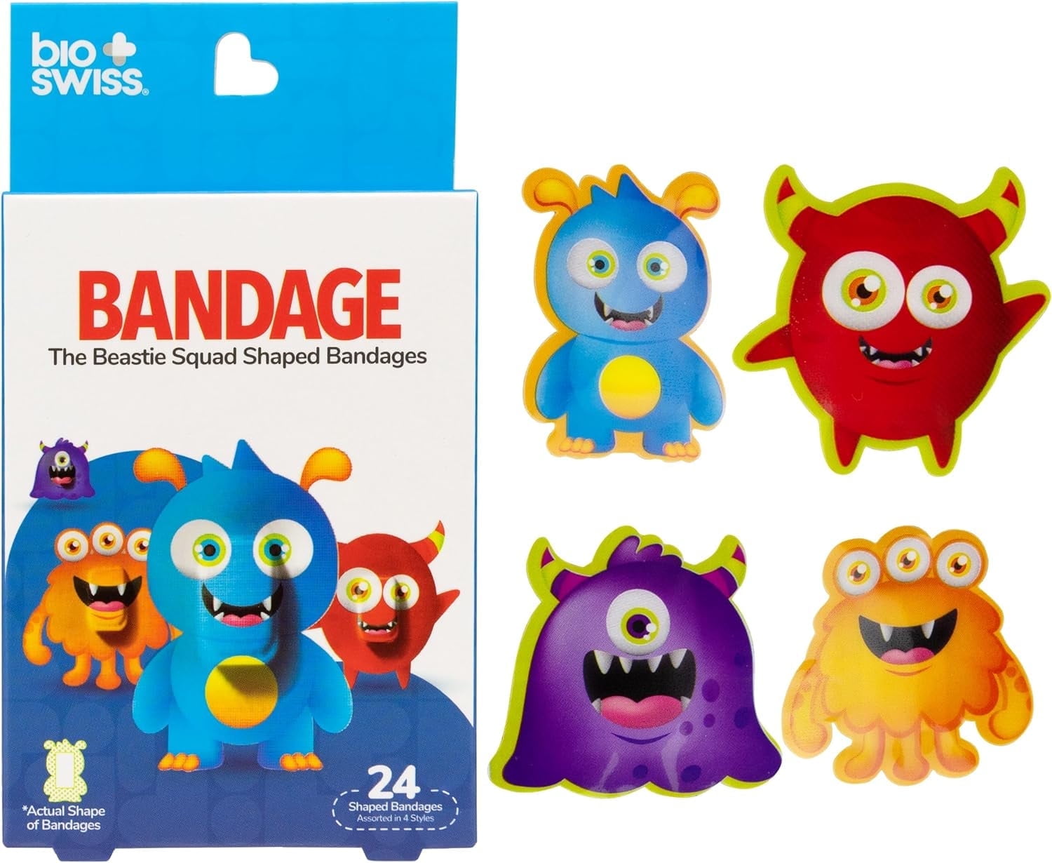 BioSwiss Bandages, Beastie Squad Shaped Self Adhesive Bandage, Latex ...