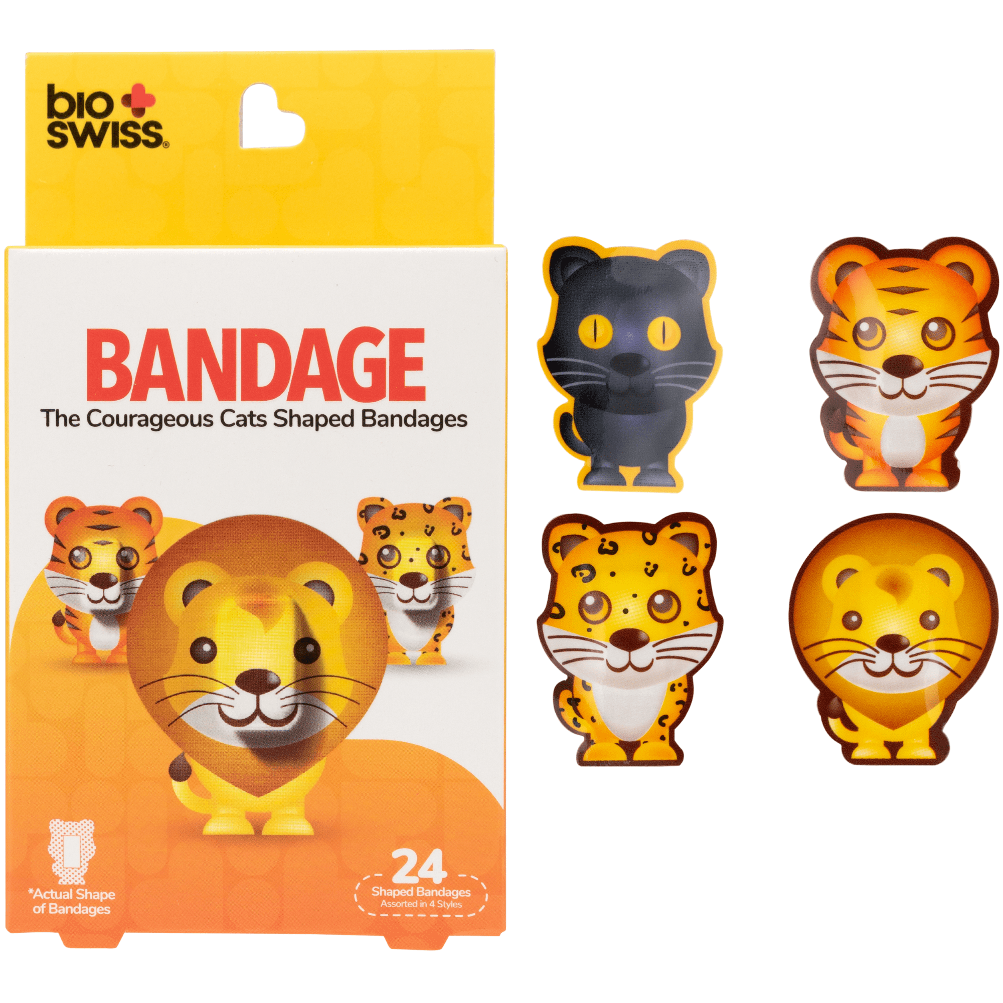 BioSwiss Bandages, Courageous Cats Shaped Self Adhesive Bandage, Latex ...
