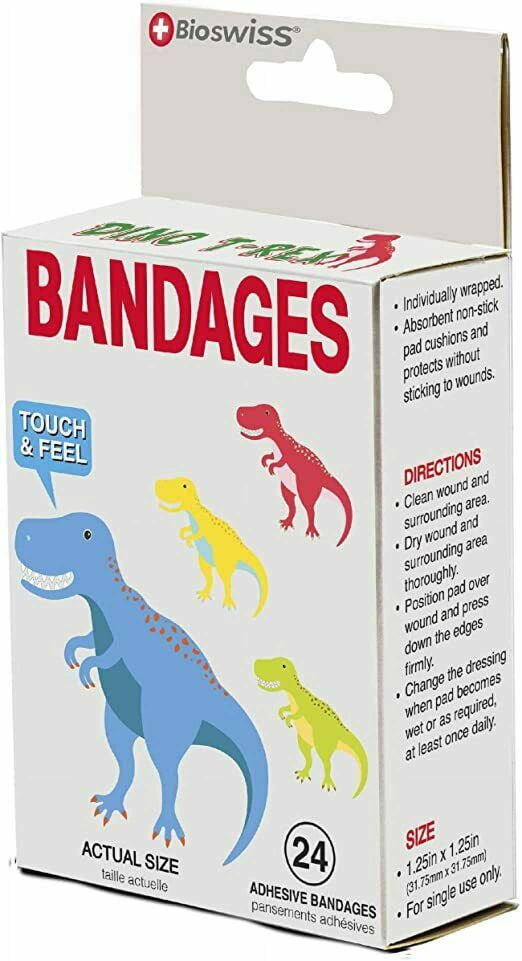 BioSwiss Bandages, Dinosaur Shaped Self Adhesive Bandage, Latex Free ...
