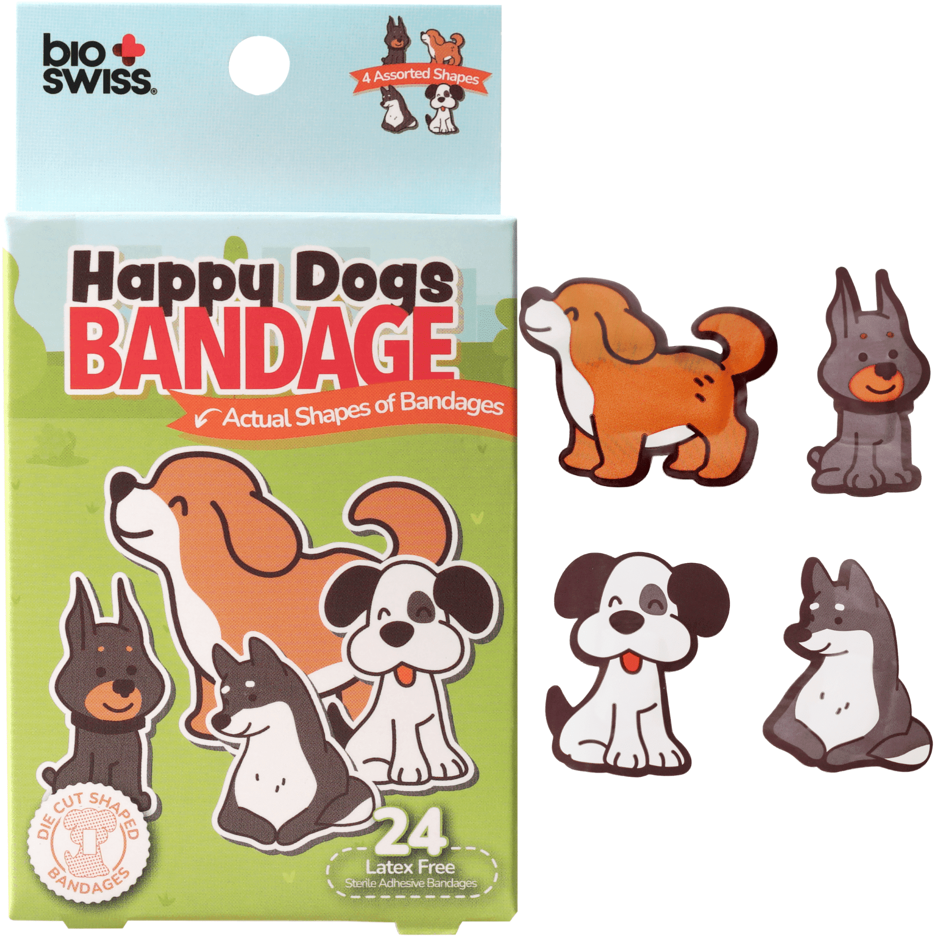 BioSwiss Bandages, Dog Shaped Self Adhesive Bandages, Latex Free ...