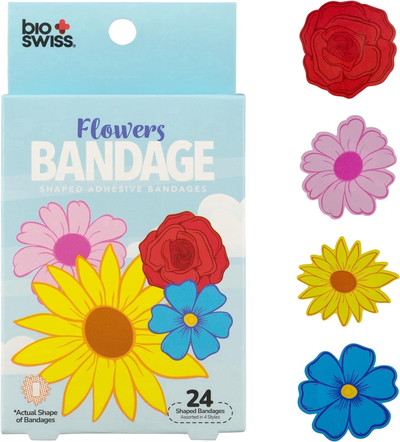 BioSwiss Bandages, Flowers Shaped Self Adhesive Bandage, Latex Free ...