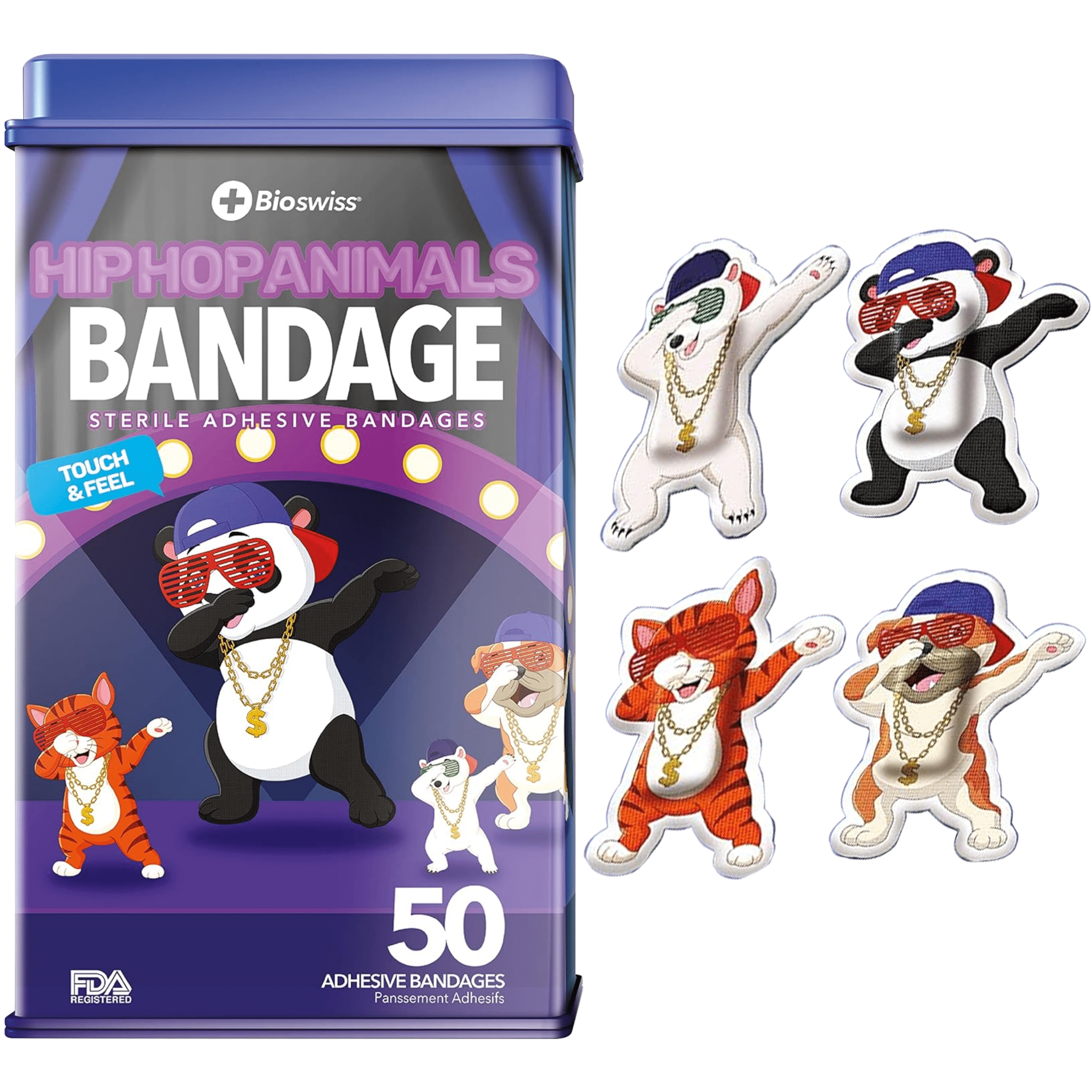 BioSwiss Bandages, Hip Hop Animals Shaped Self Adhesive Bandage, Latex ...
