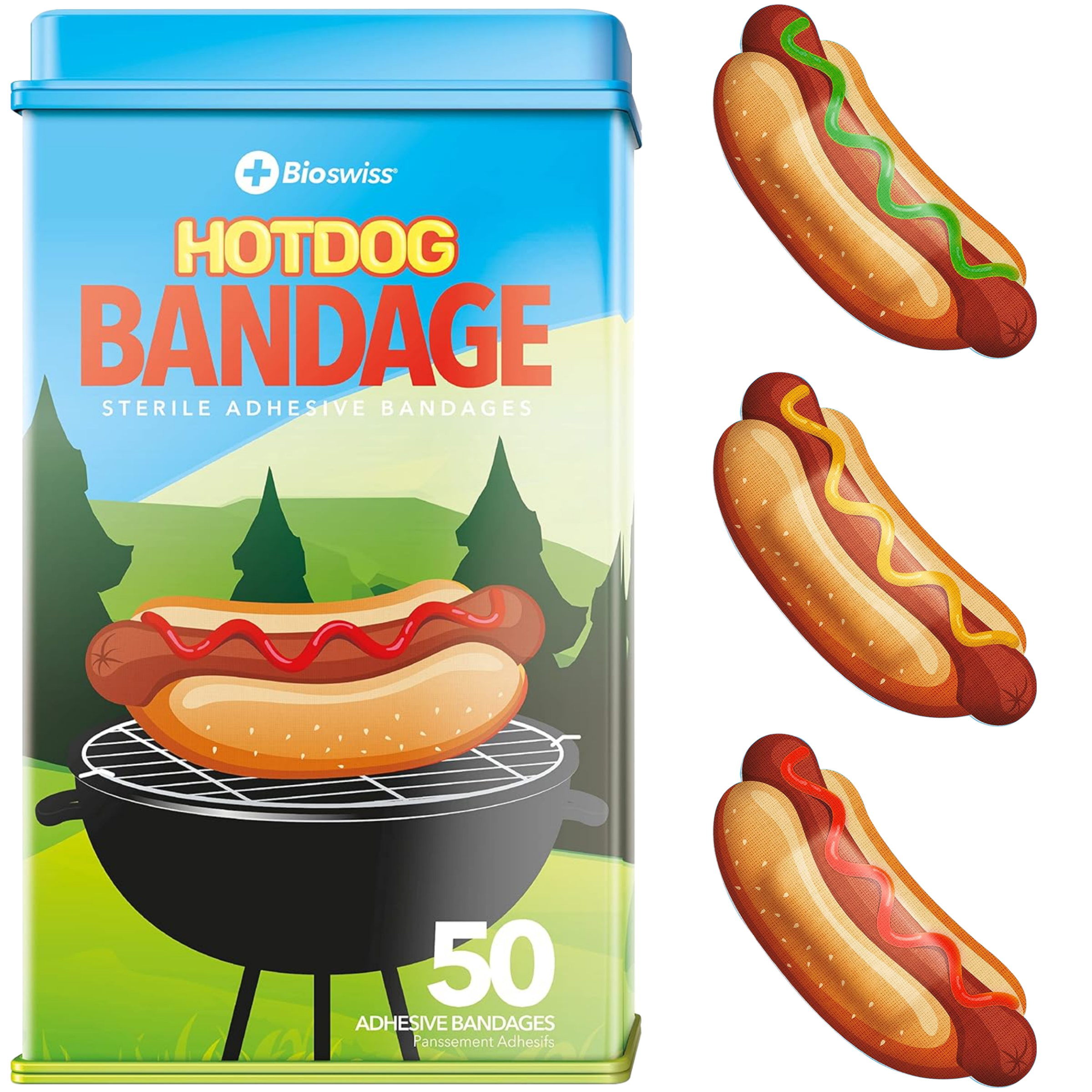 BioSwiss Bandages, Hot Dog Shaped Self Adhesive Bandages, Latex Free ...