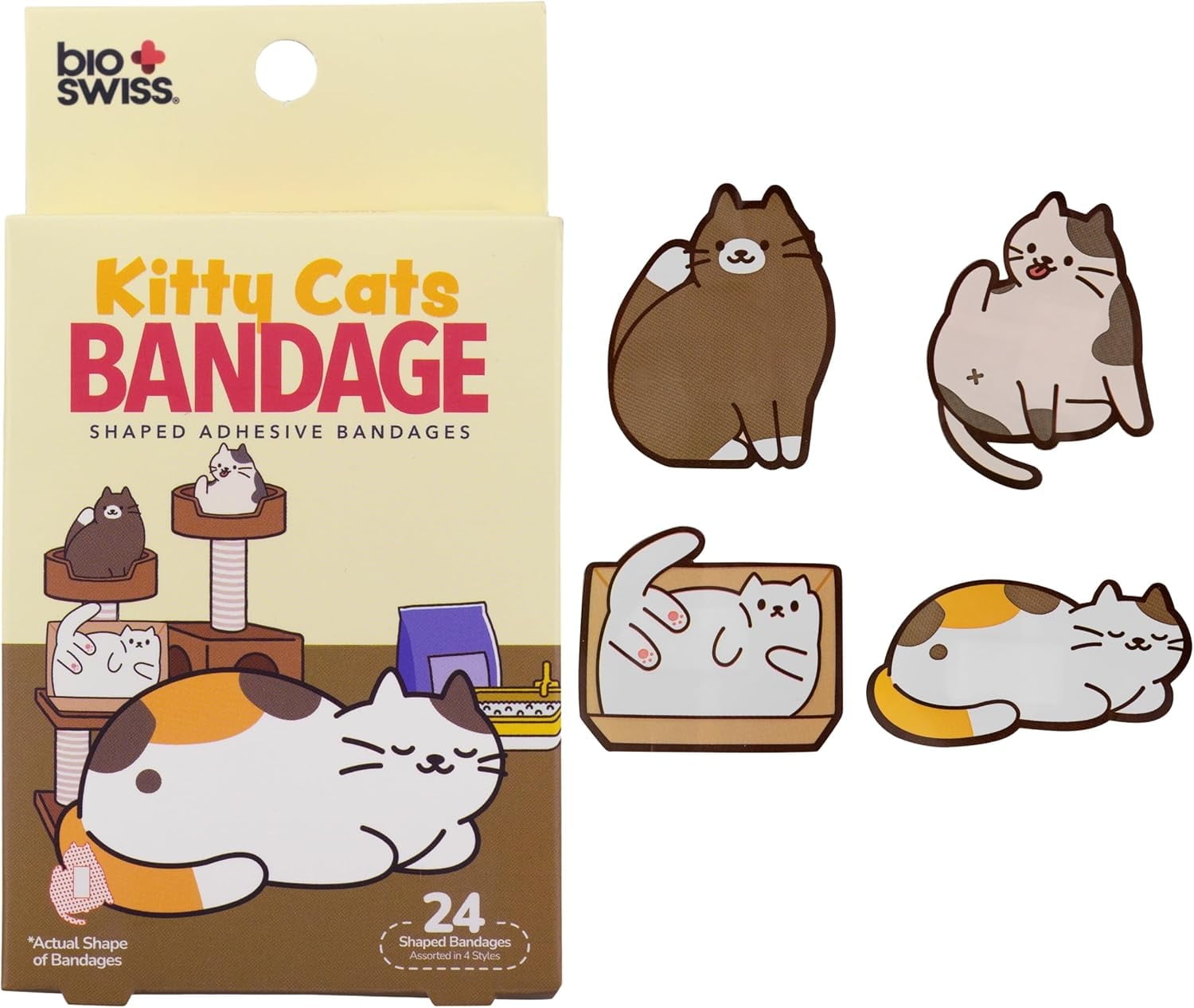 BioSwiss Bandages, Kitty Cats Shaped Self Adhesive Bandage, Latex Free ...